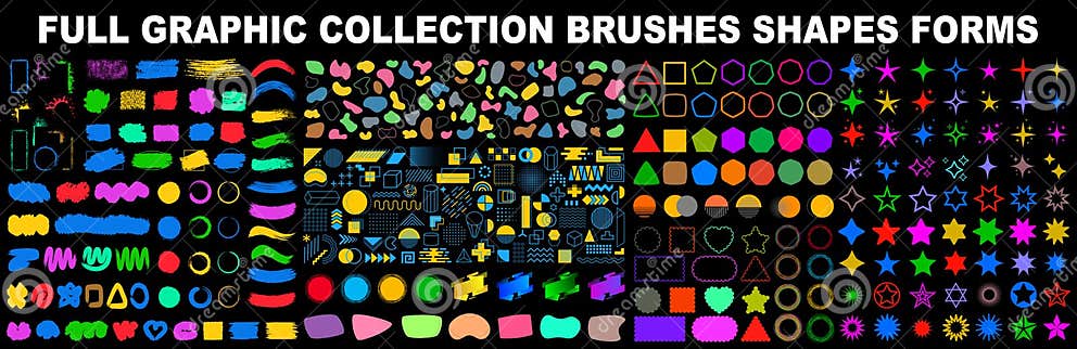 Full Set Graphic Geometric Shapes and Forms Stock Illustration ...