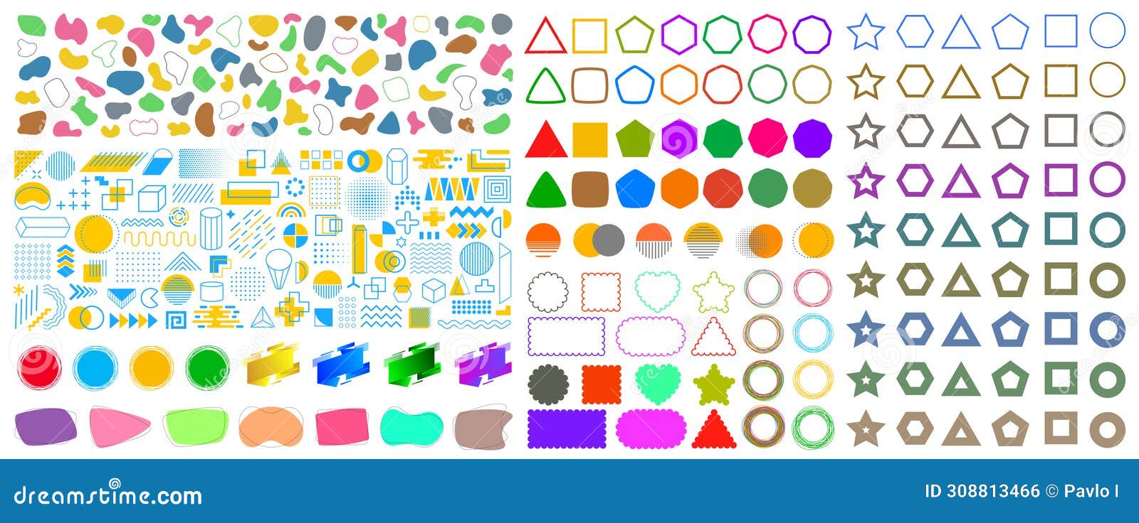 Full Set Graphic Geometric Shapes and Forms Stock Illustration ...