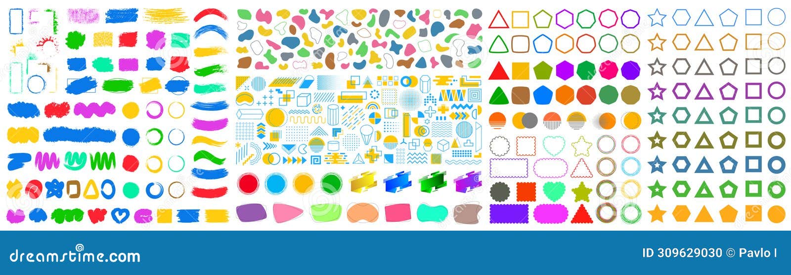 Full Set Graphic Geometric Shapes and Forms Stock Vector - Illustration ...