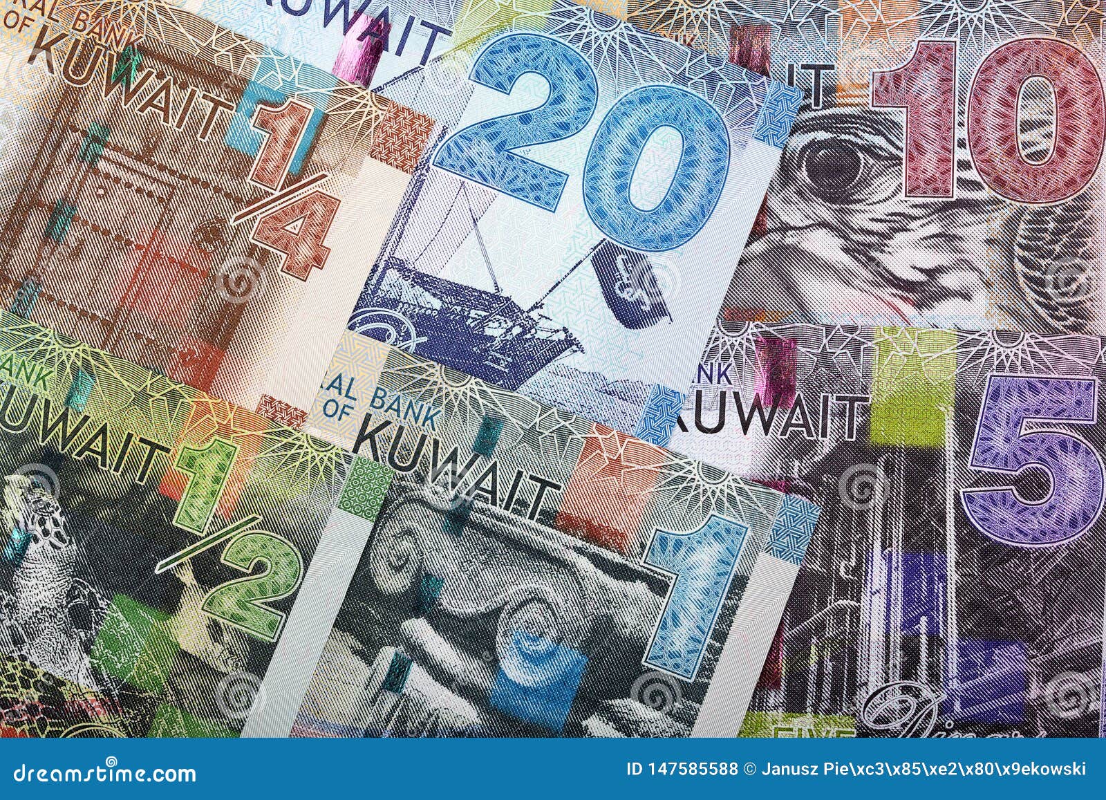 Full Set of Kuwaiti Money, a Background Stock Photo - Image of kuwaiti ...
