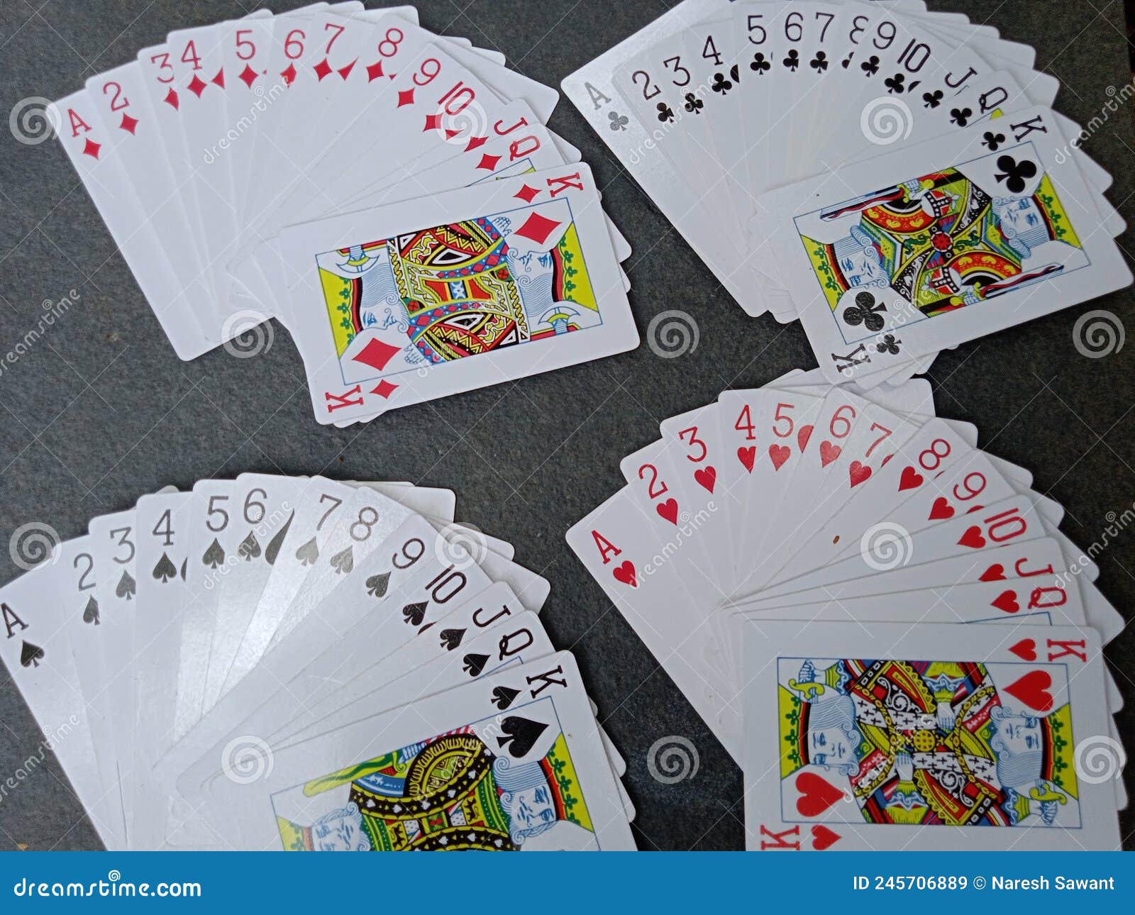 Full Set of Playing Cards on Black Background. Stock Image - Image of ...