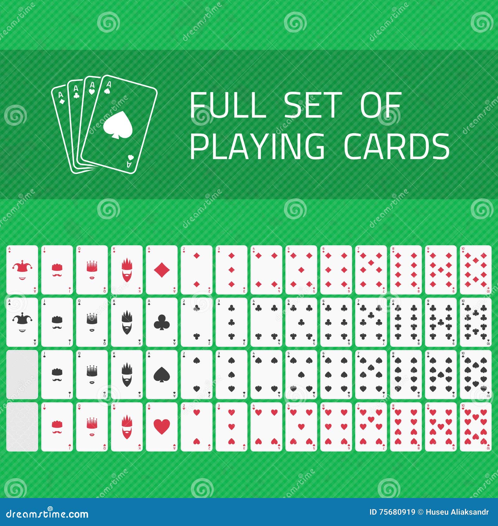 Full set of playing cards stock vector. Illustration of gambling - 75680919