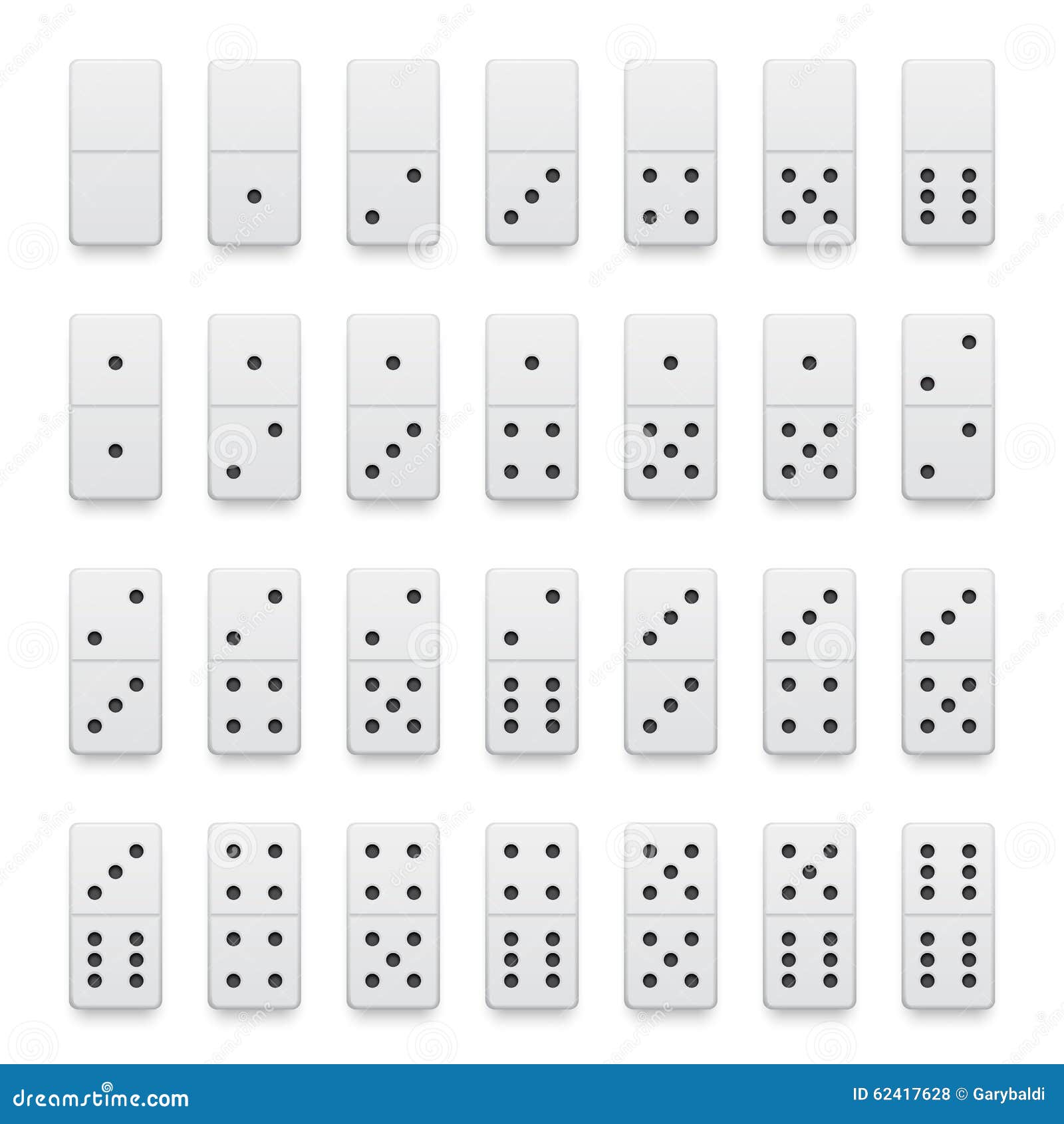 White Domino Full Set. Classic Game Dominoes In Flat Style. Dominoes ...