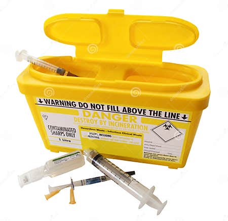 Full sharps container stock image. Image of claim, healthcare - 16276245