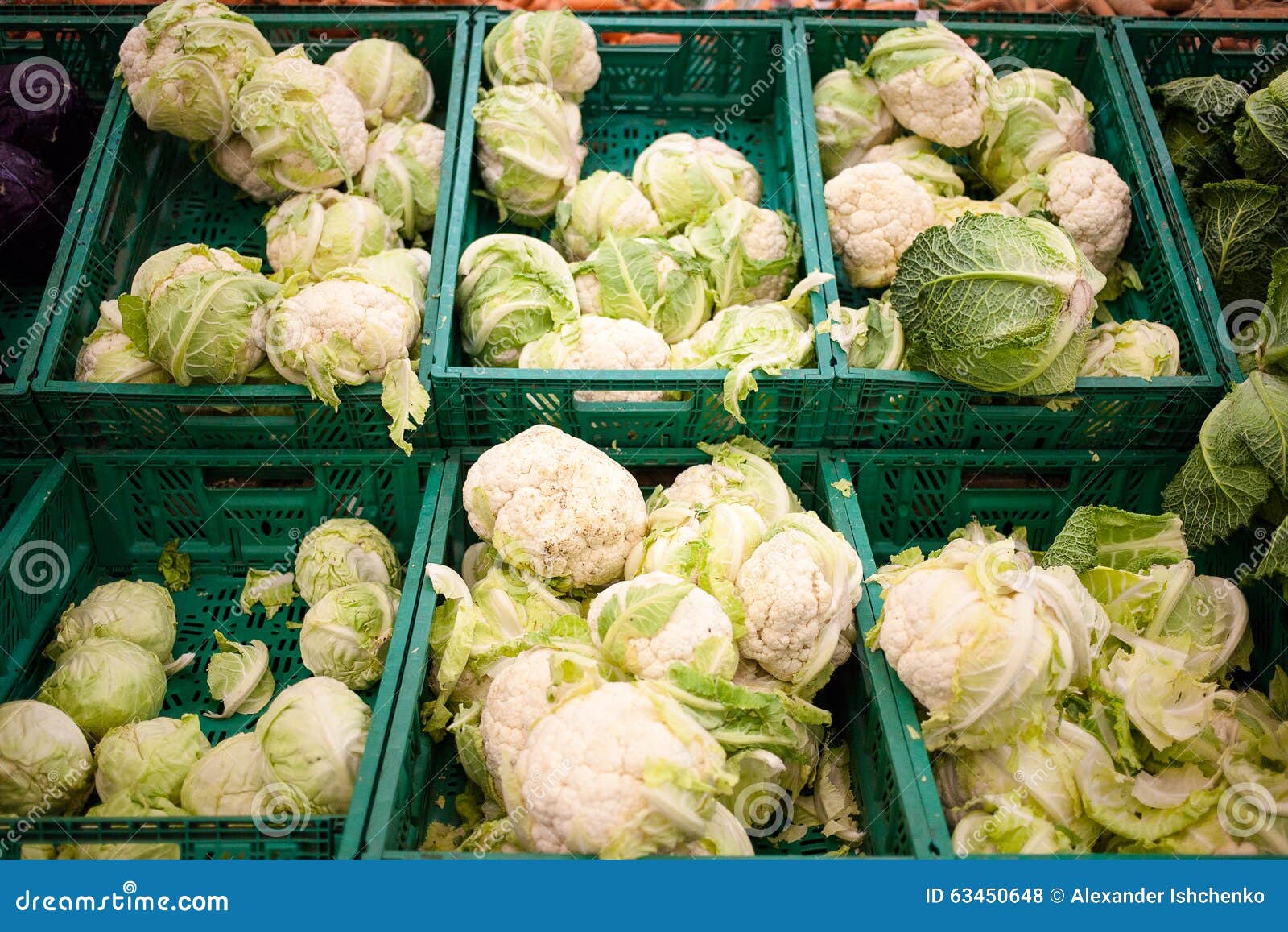 Full Shelfs with Cabbage in Supermarket. Stock Photo - Image of fruit ...