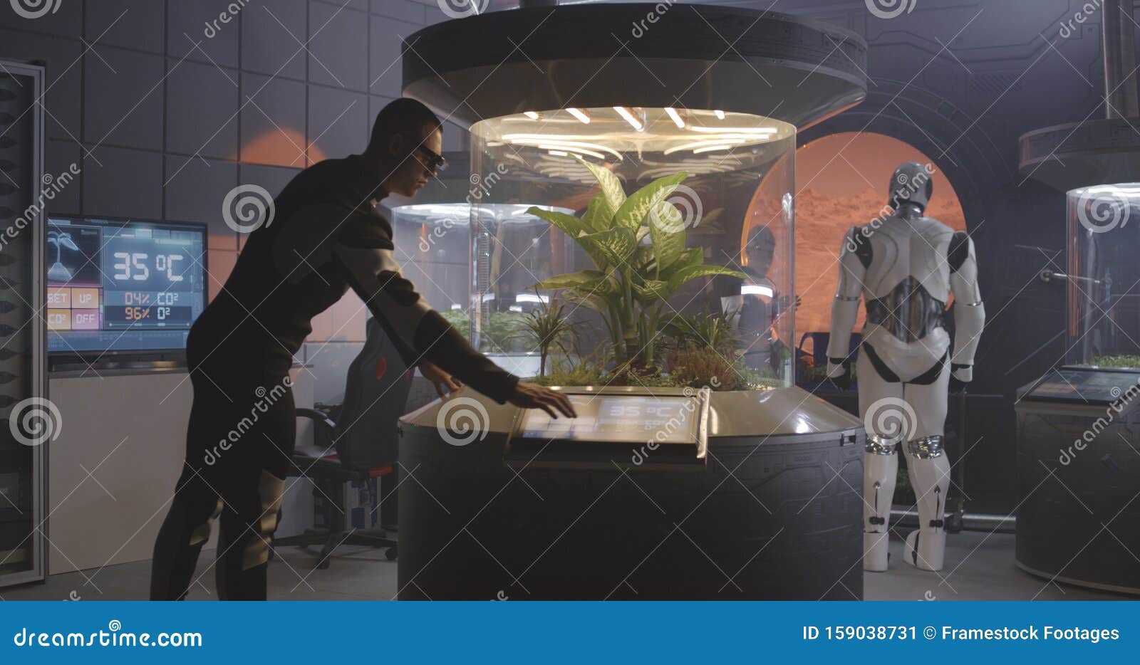 Scientists and Robot Working in Lab Stock Image - Image of research ...