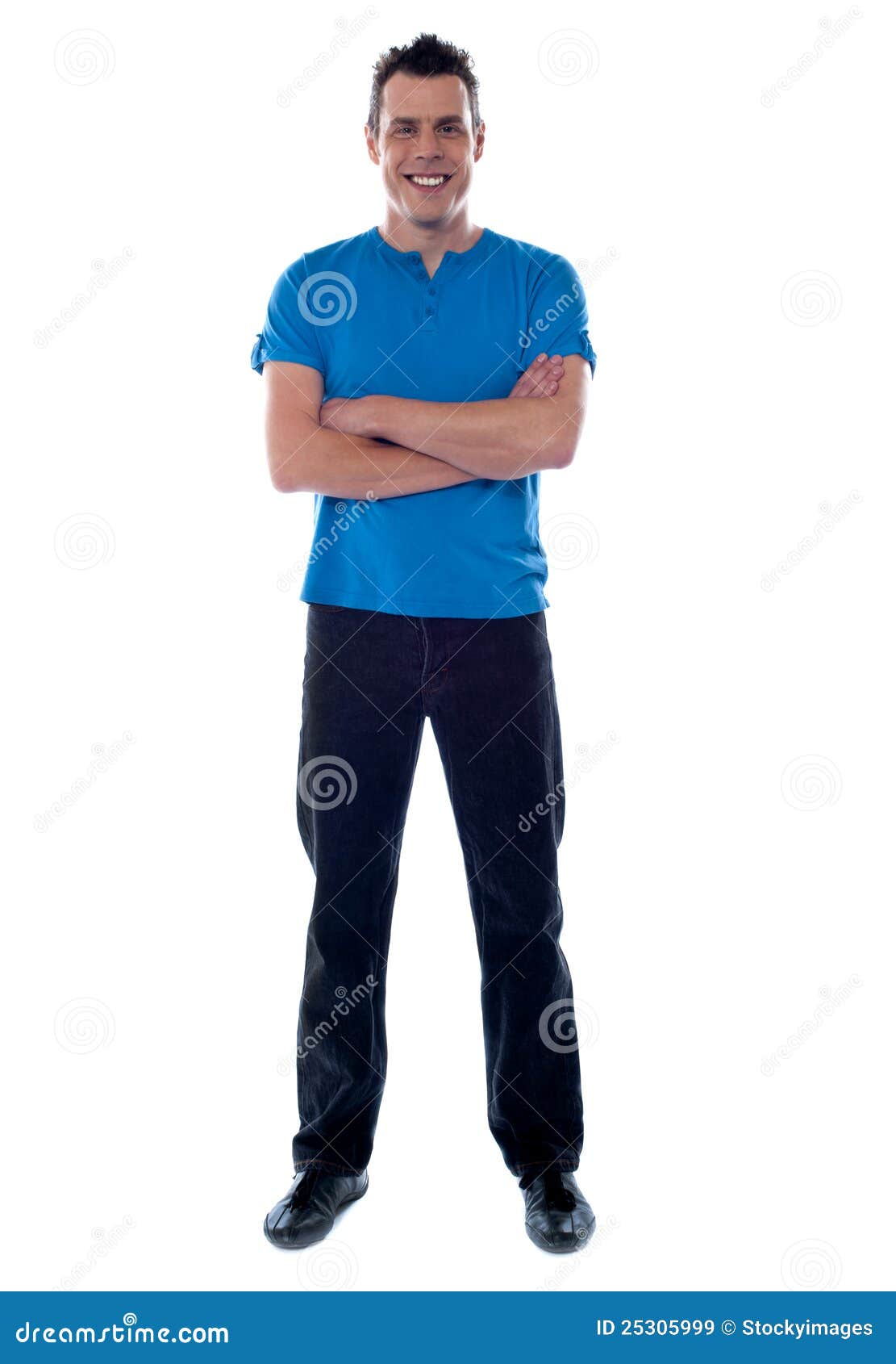 Full Shot of a Guy with Crossed Arms Stock Image - Image of isolated ...