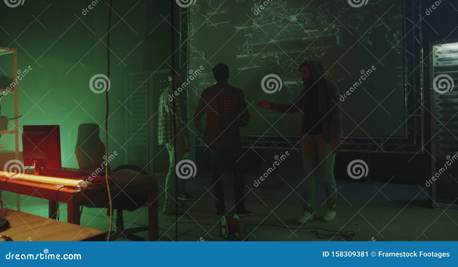 Young Hackers Talking in Front of World Map Stock Video - Video of ...