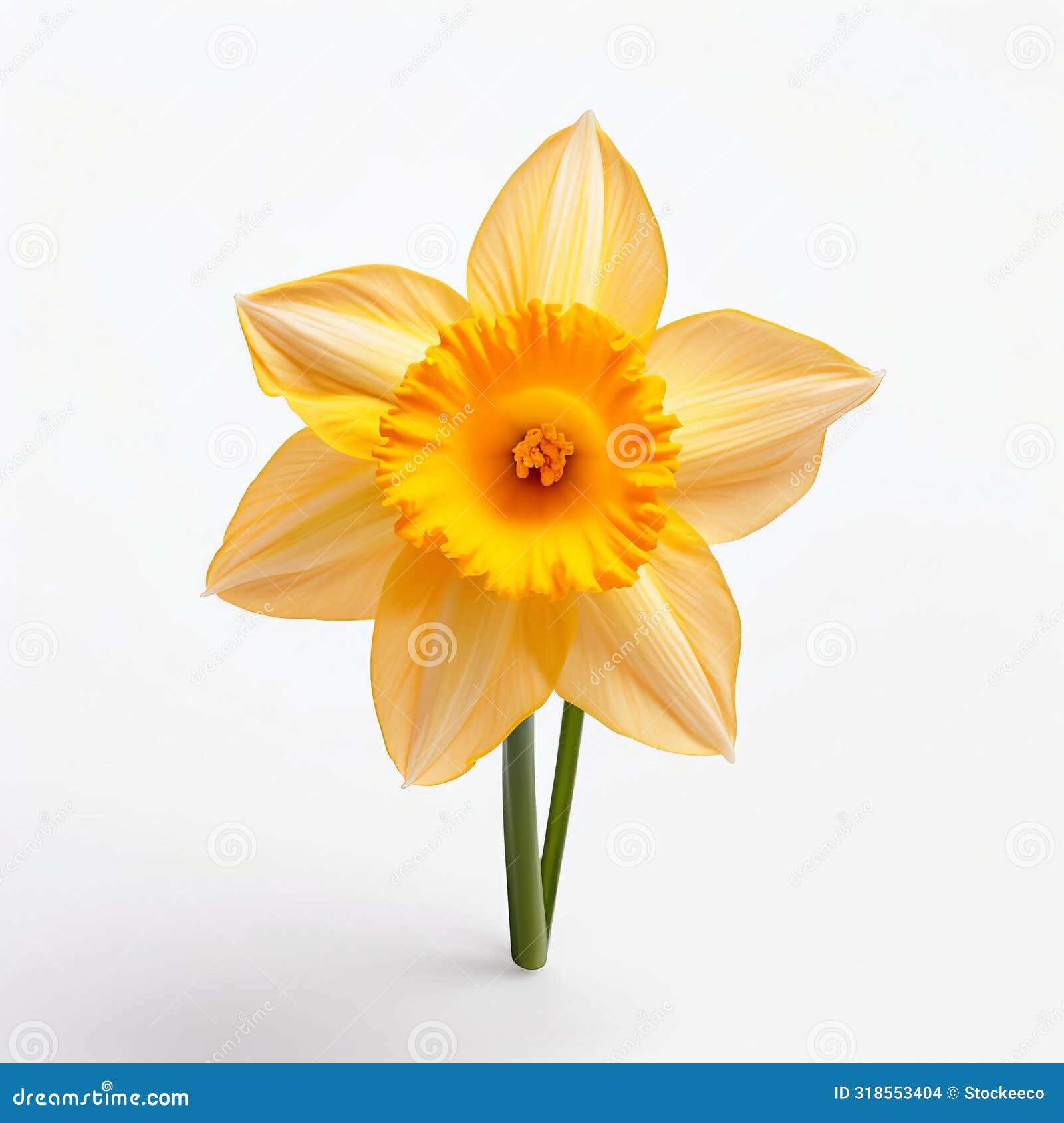 Full and Single Daffodils on White Background with Section View Stock ...