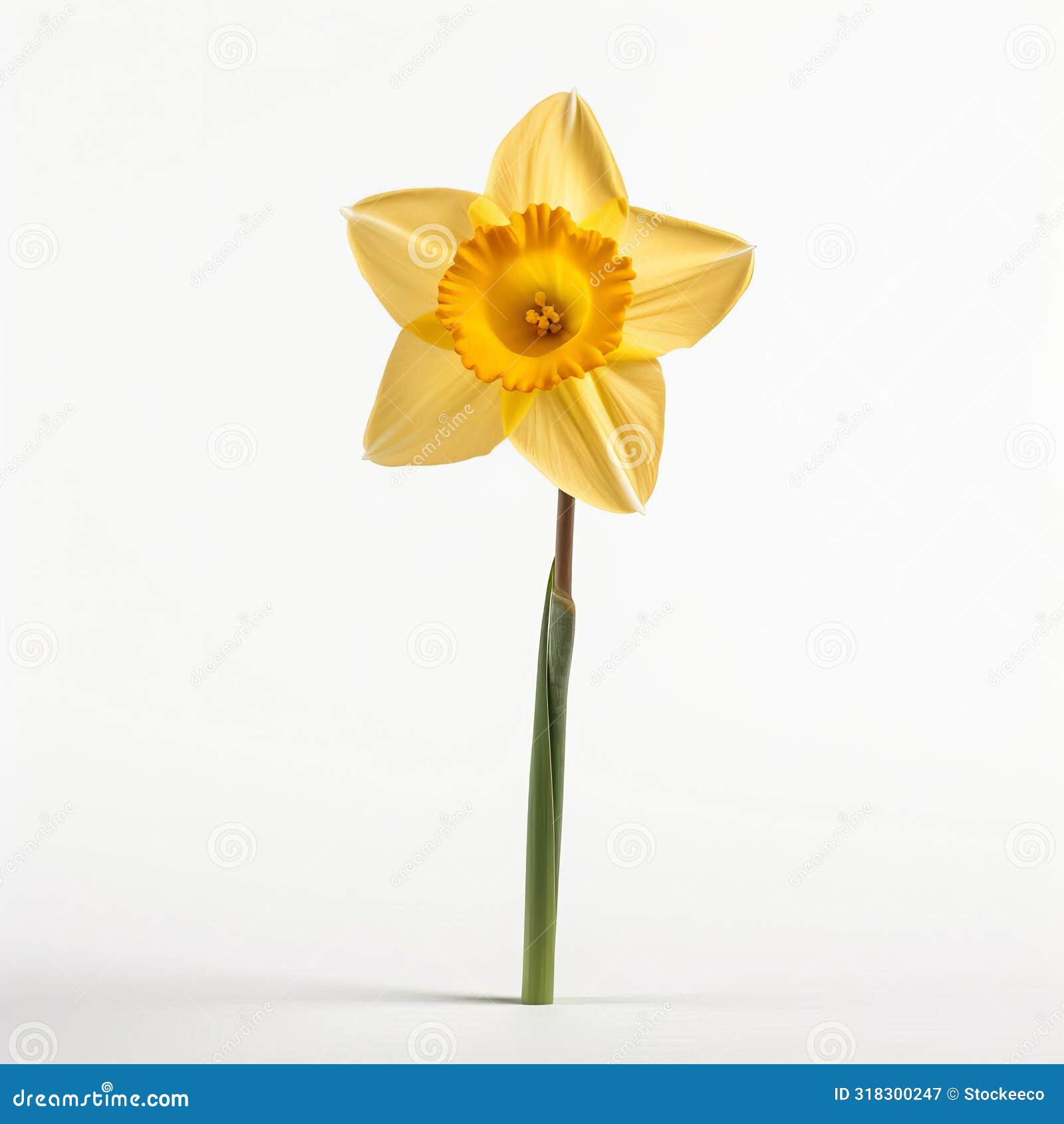 Full and Single Daffodils on White Background with Section View Stock ...