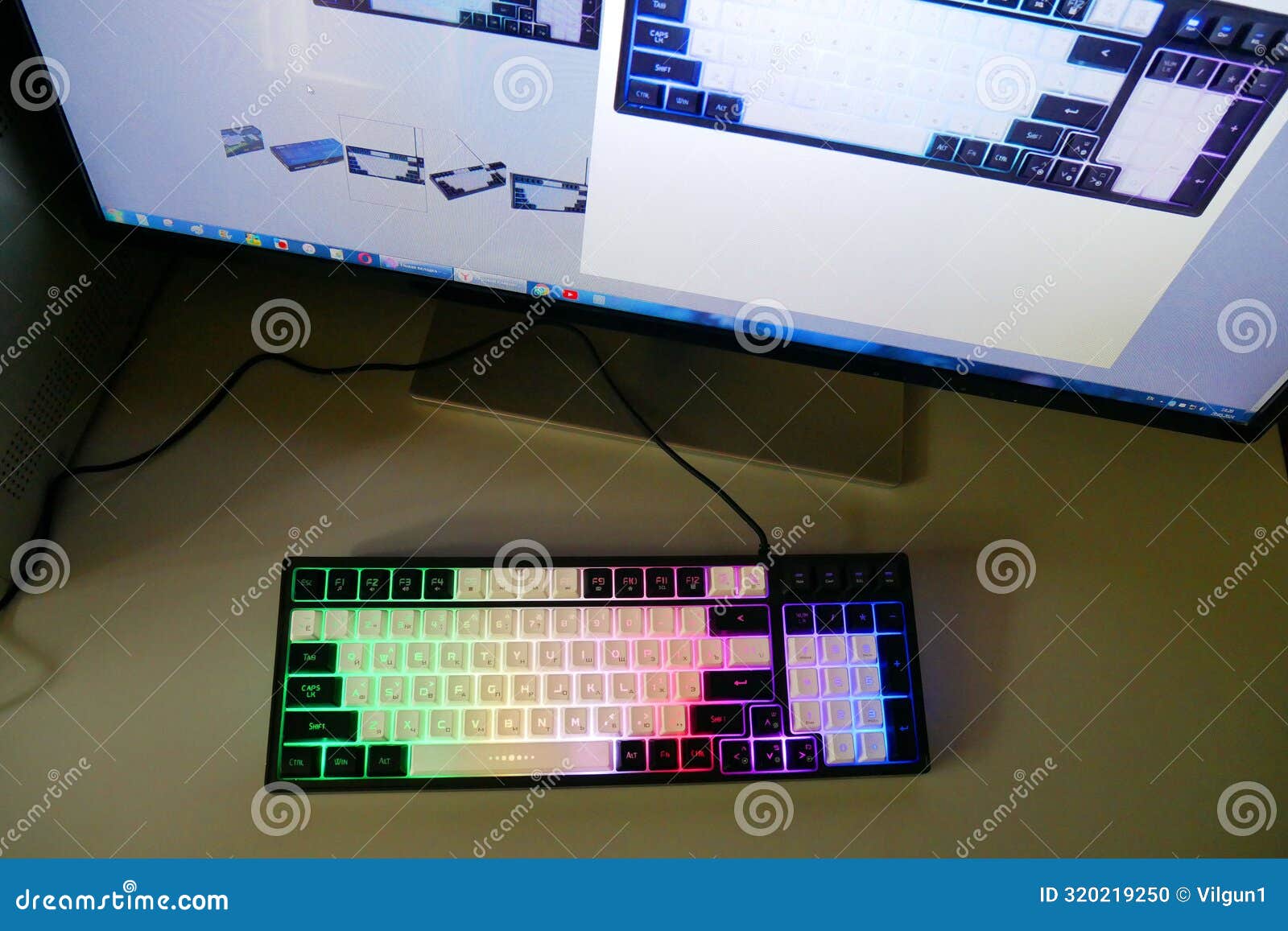 Full-size Keyboard with Colorful Keys. Keyboard for Games Editorial ...