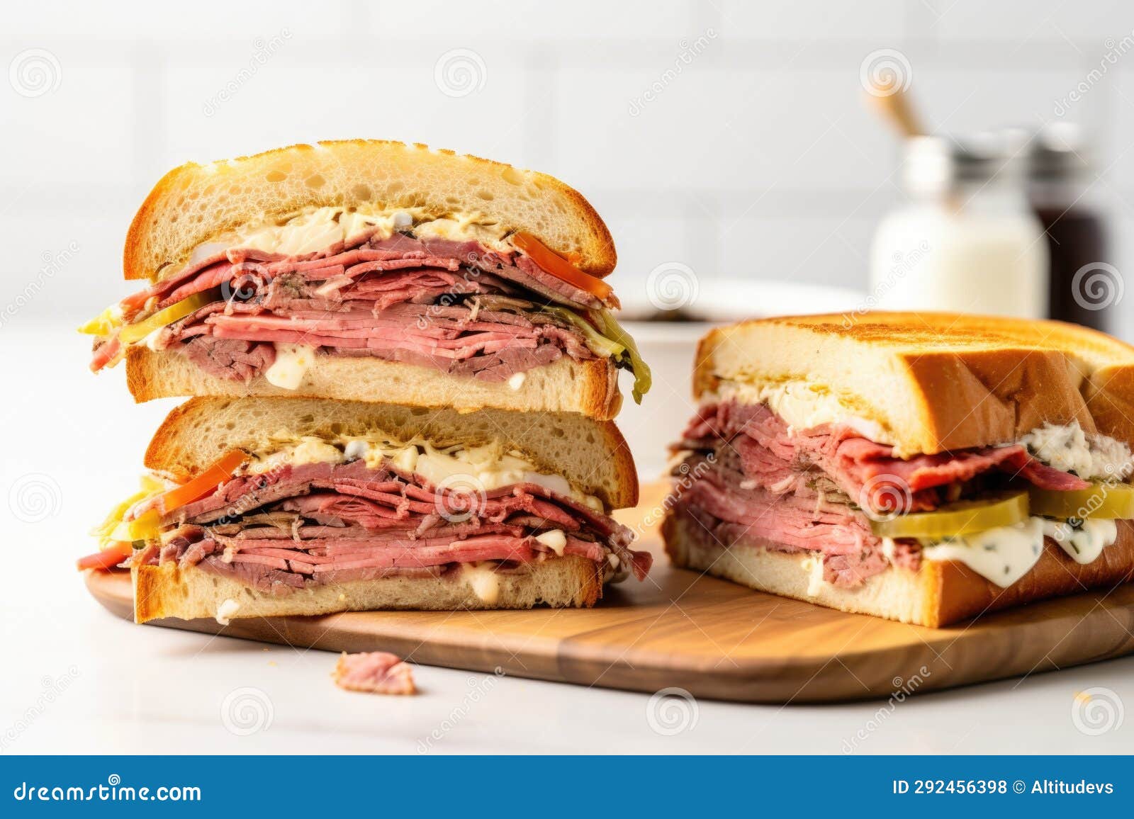 Full-size Sandwich and One Split in Half Showing Layers Stock Photo ...