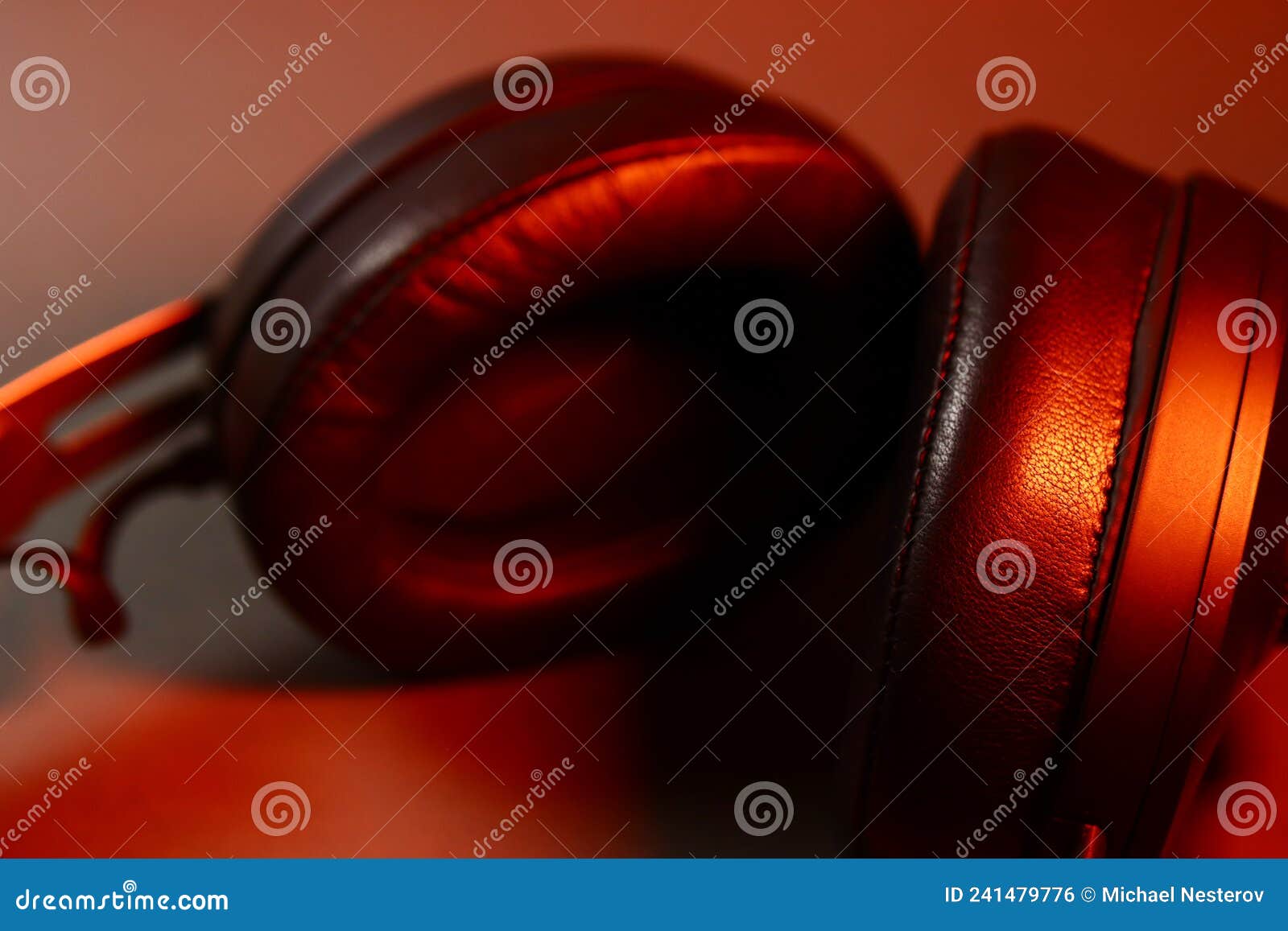 Full-size Wireless Headphones in Red Light Stock Photo - Image of ...
