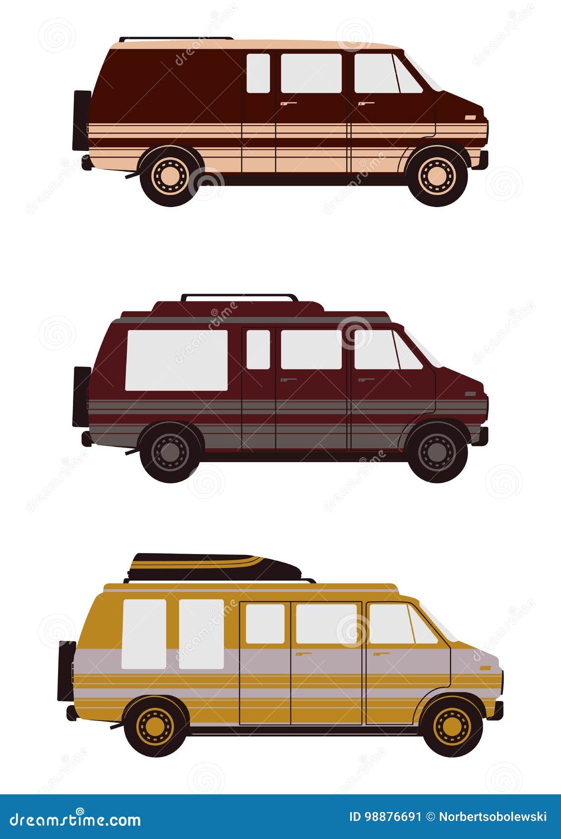 Full Sized Conversion Van from Seventies. Stock Vector - Illustration ...