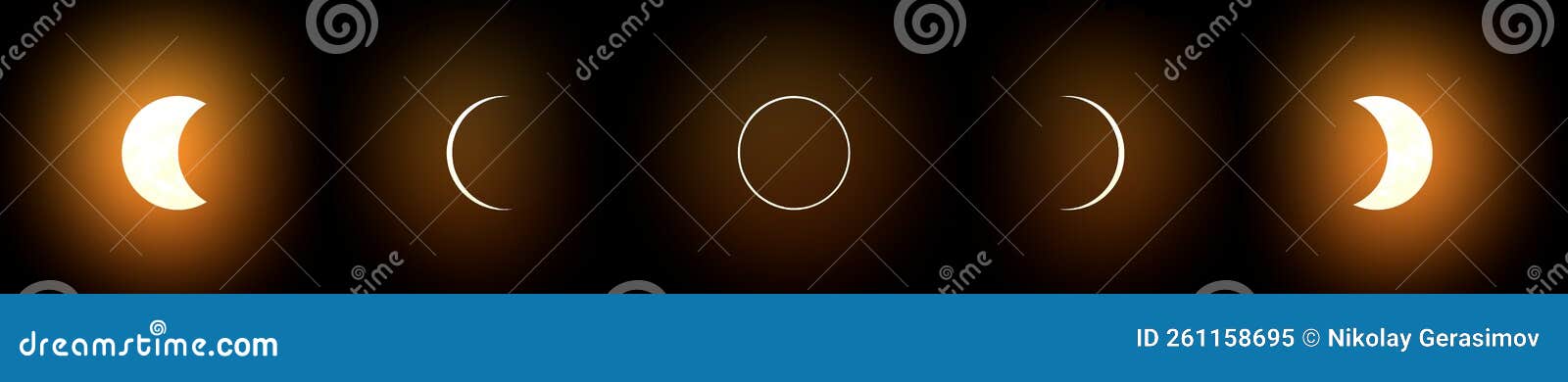 Full Solar Eclipse Set in Different Phases 3d-rendering Stock ...