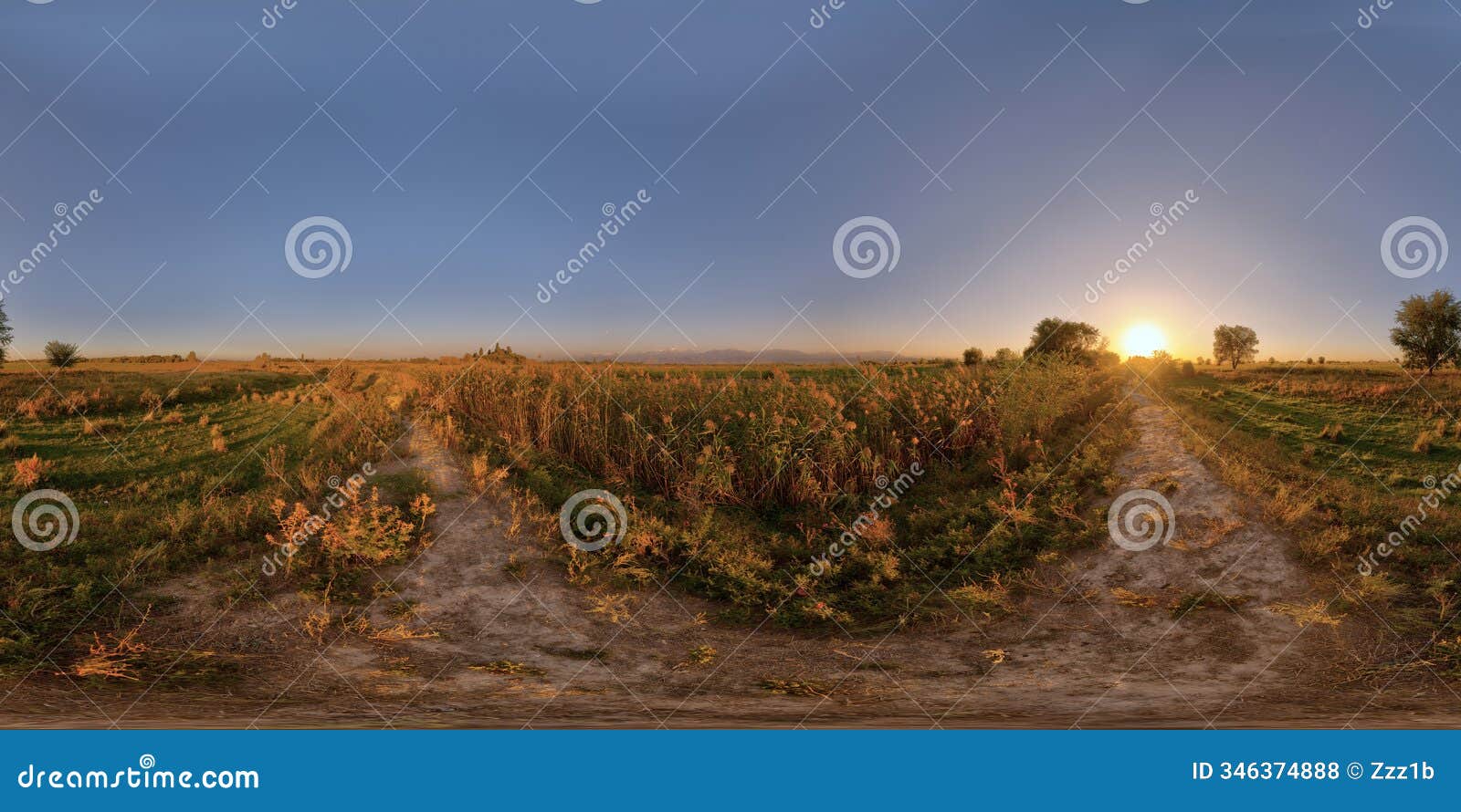 Spherical HDRi Panorama of Rural Fields Area at Summer Sunset Stock ...