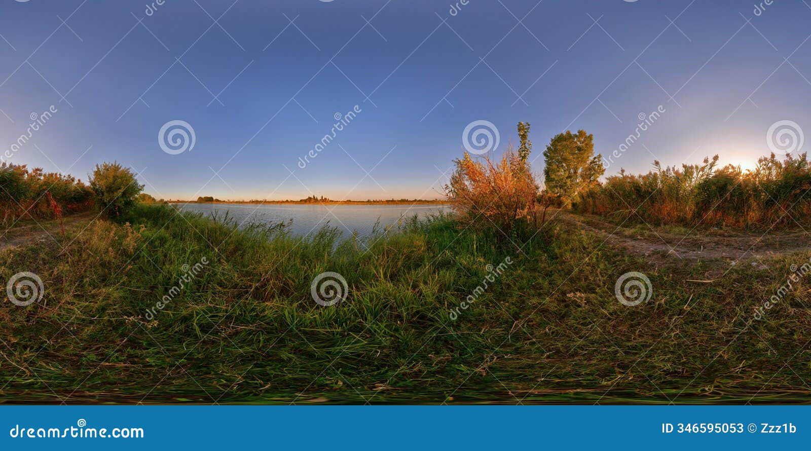 Spherical HDRi Panorama of Small Pond Shore at Beautiful Autumnal ...