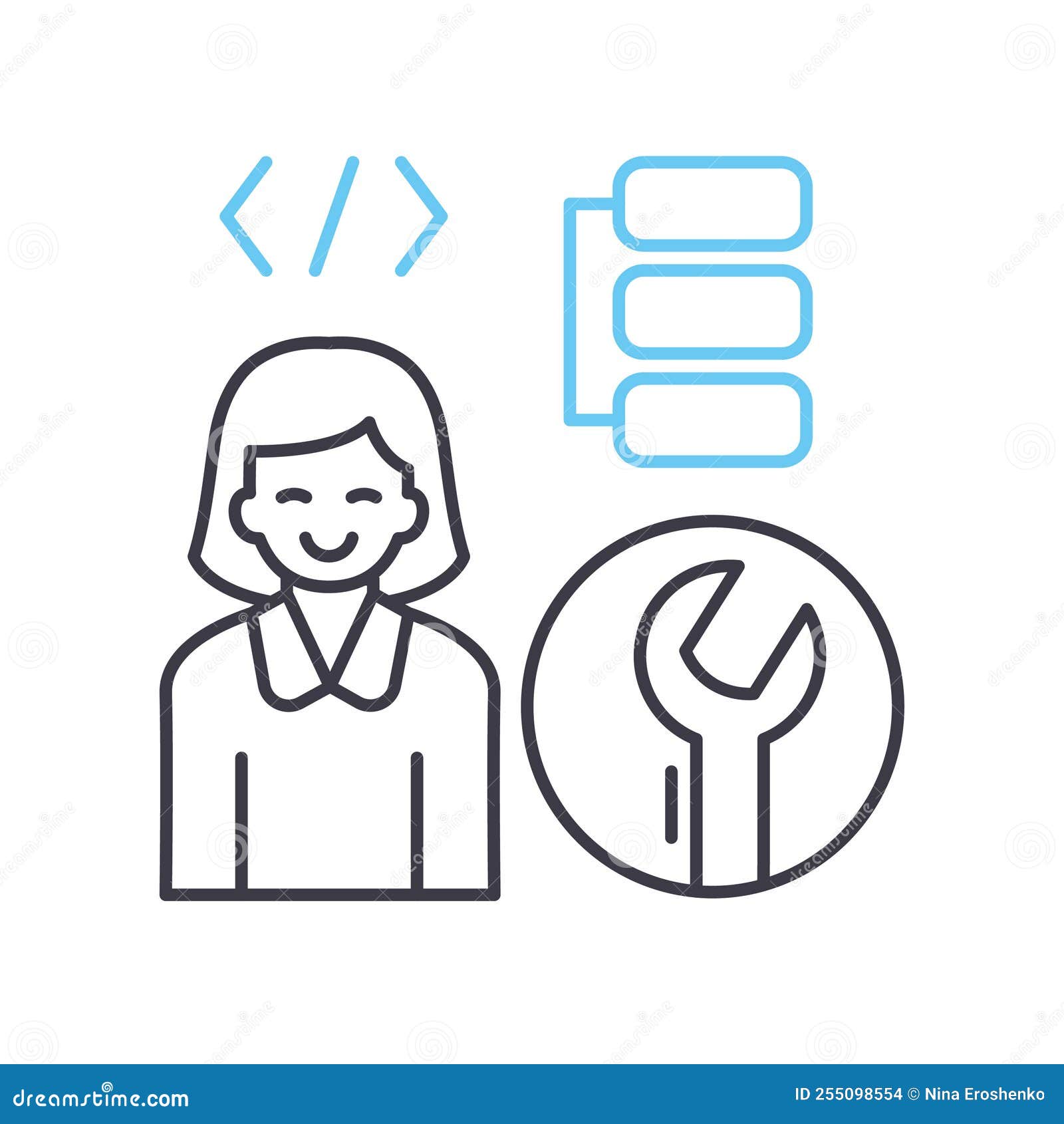 Full Stack Designer Line Icon, Outline Symbol, Vector Illustration ...