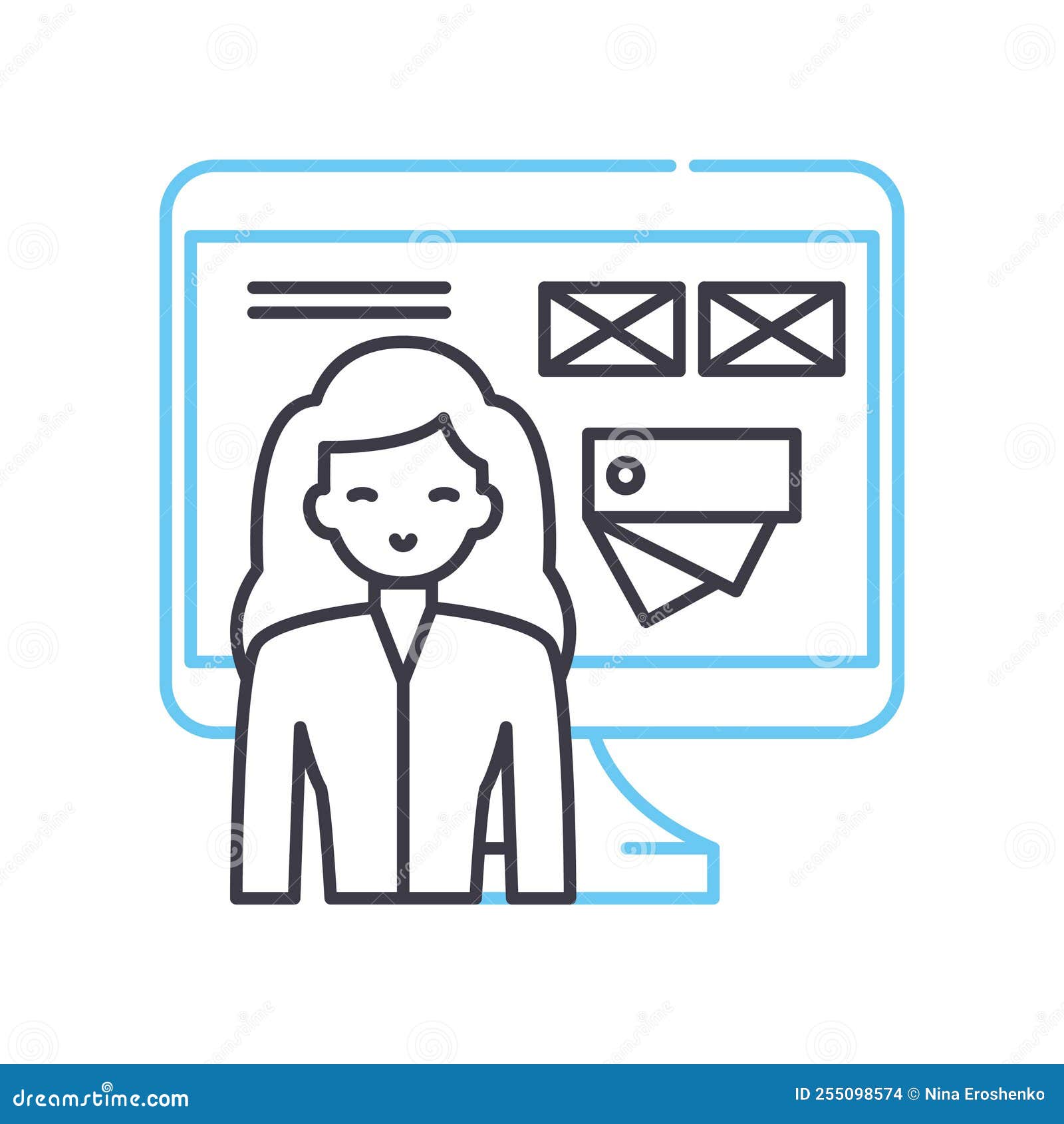 Full Stack Designer Line Icon, Outline Symbol, Vector Illustration ...