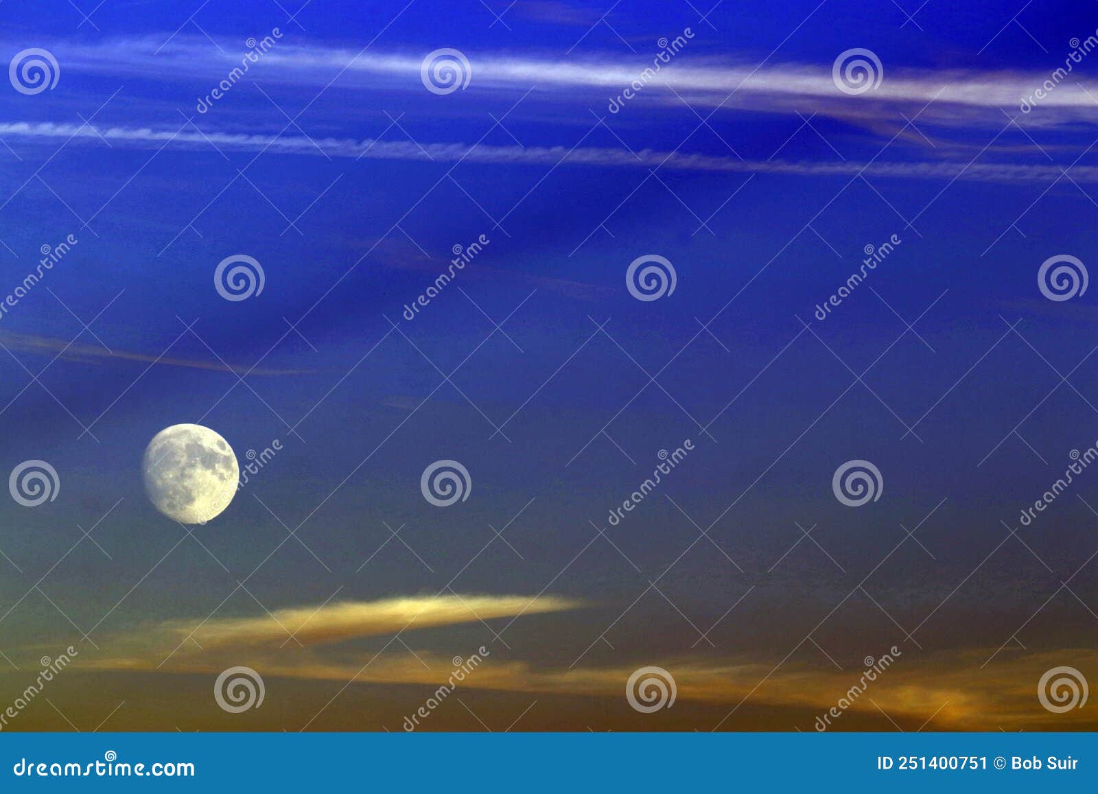 Full Supermoon in Dramatic Blue Sky and Clouds Stock Image - Image of ...
