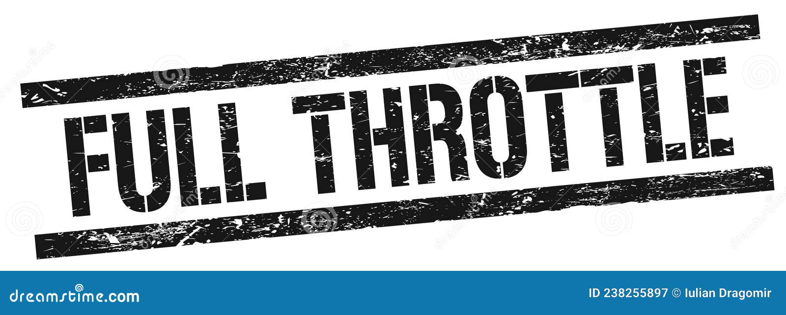 FULL THROTTLE Text on Black Grungy Rectangle Stamp Stock Illustration ...