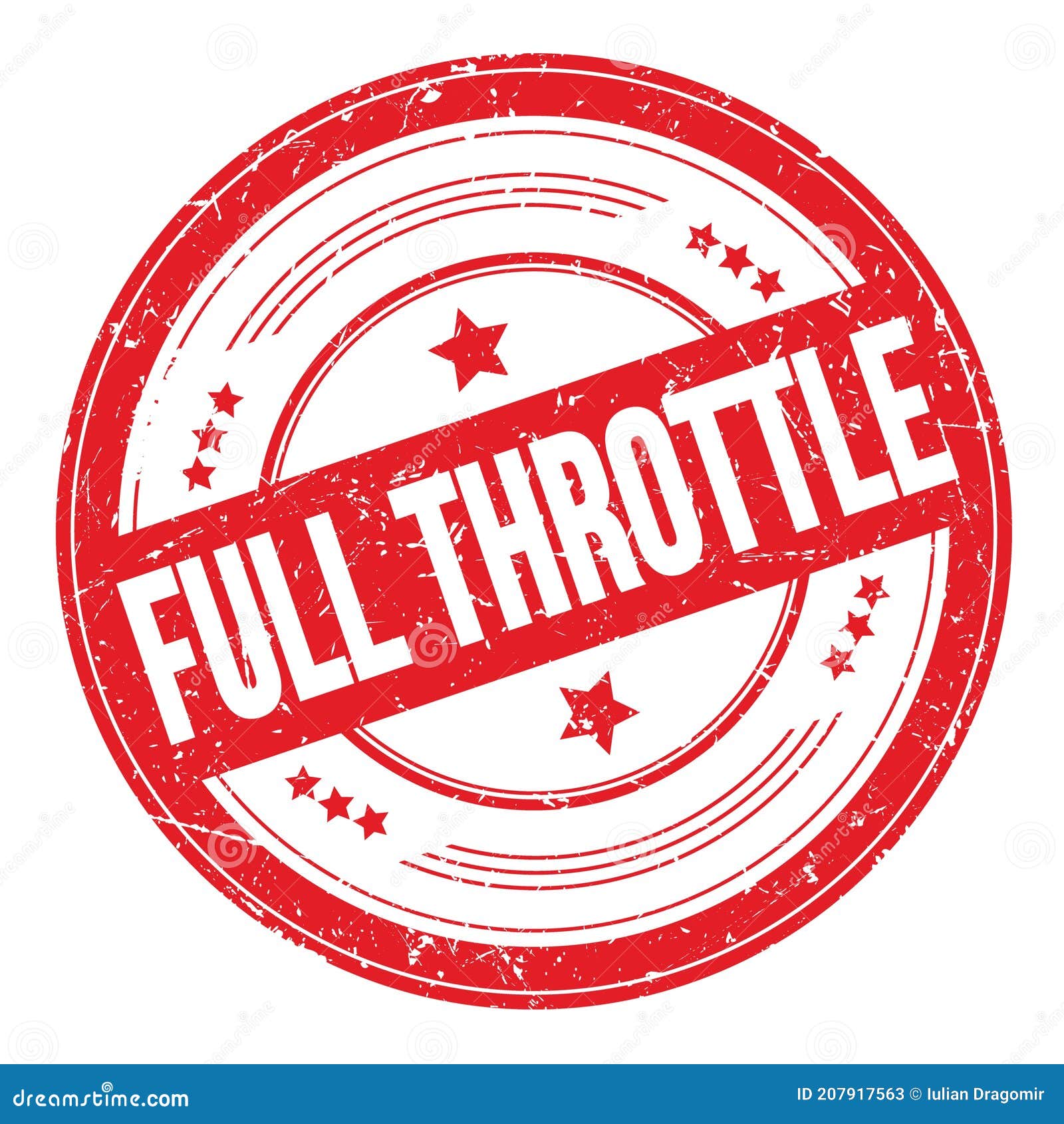 FULL THROTTLE Text on Red Round Grungy Stamp Stock Illustration ...