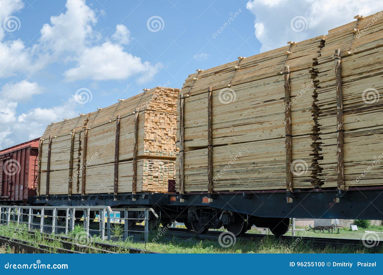 Full Train Cars Loaded with Timber Stock Photo - Image of locomotive ...