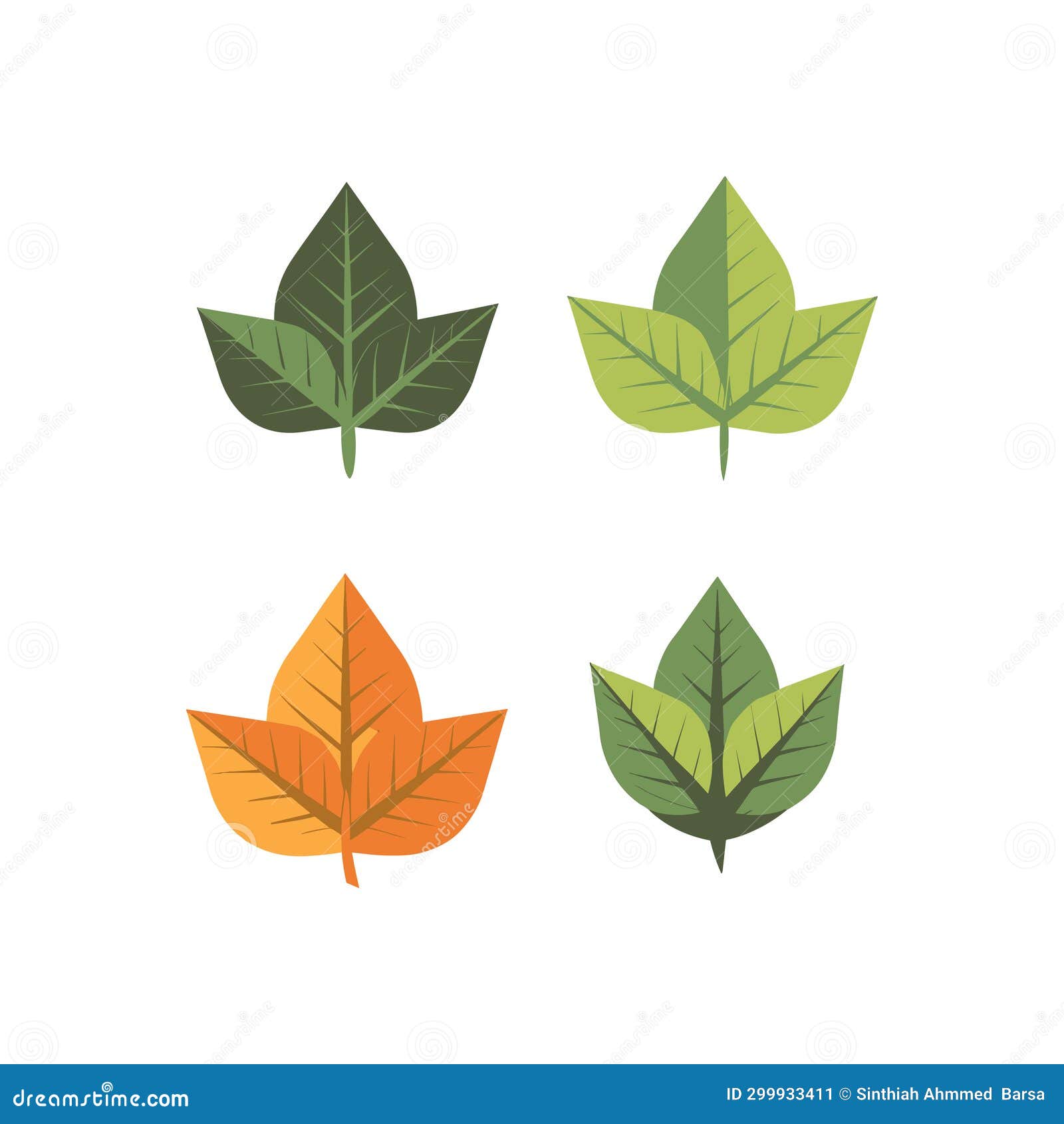 Set of leaves vector stock vector. Illustration of collection - 299933411