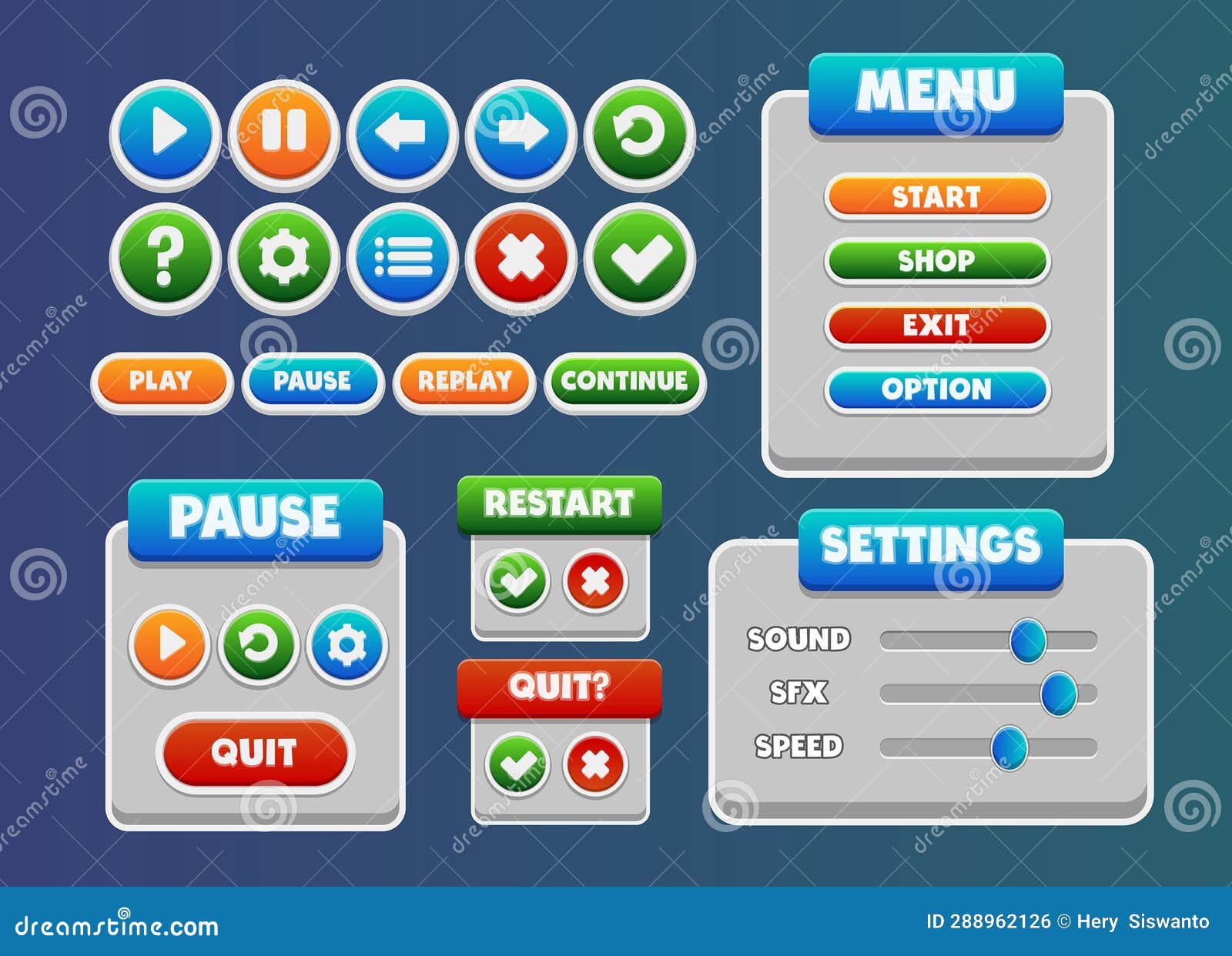 Full Vector Game UI Package with Button, Menu Board, and More Stock Vector - Illustration of ...