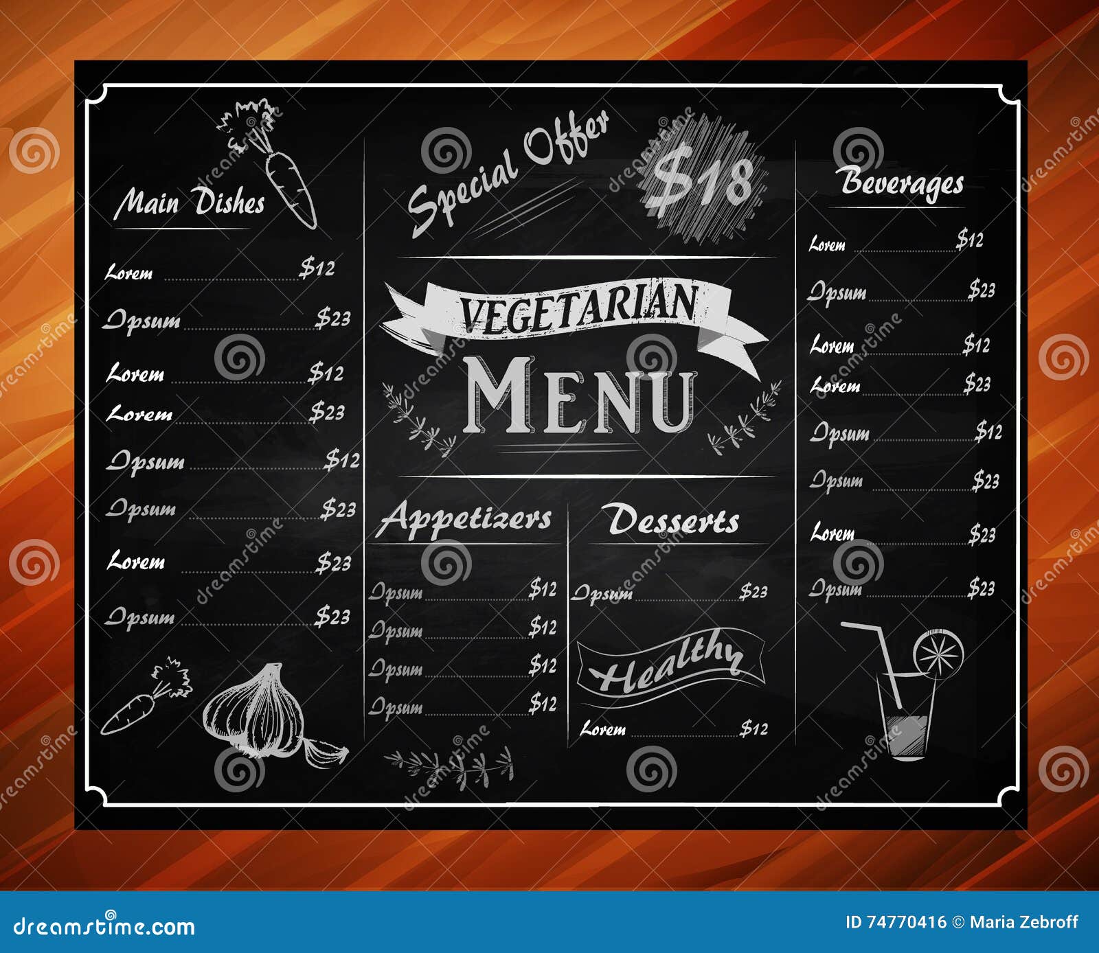 Full Vector Template Chalkboard Menu Stock Vector - Illustration of ...