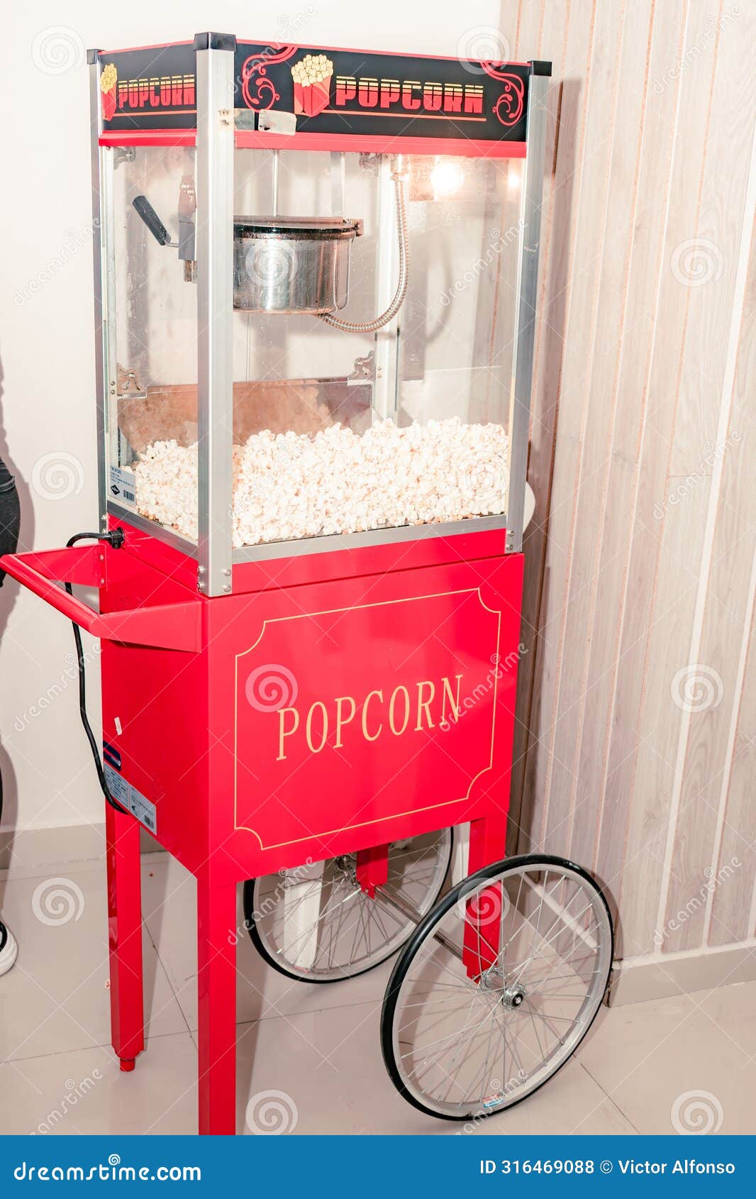 Full View of Automatic Popcorn Machine Stock Photo - Image of text ...