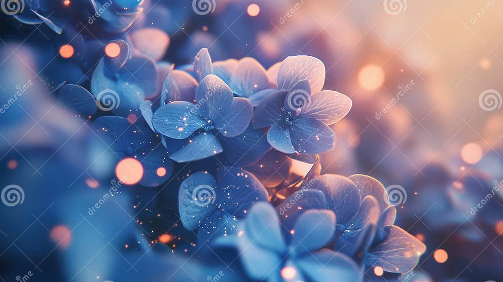 Full View of Blue Hydrangeas in Periwinkle Gradient with Sparkles Stock ...
