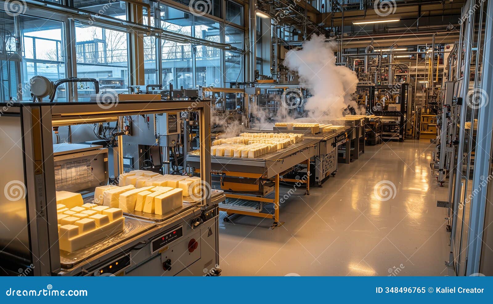 Full View of Cheese Making Process in a Factory Stock Illustration ...