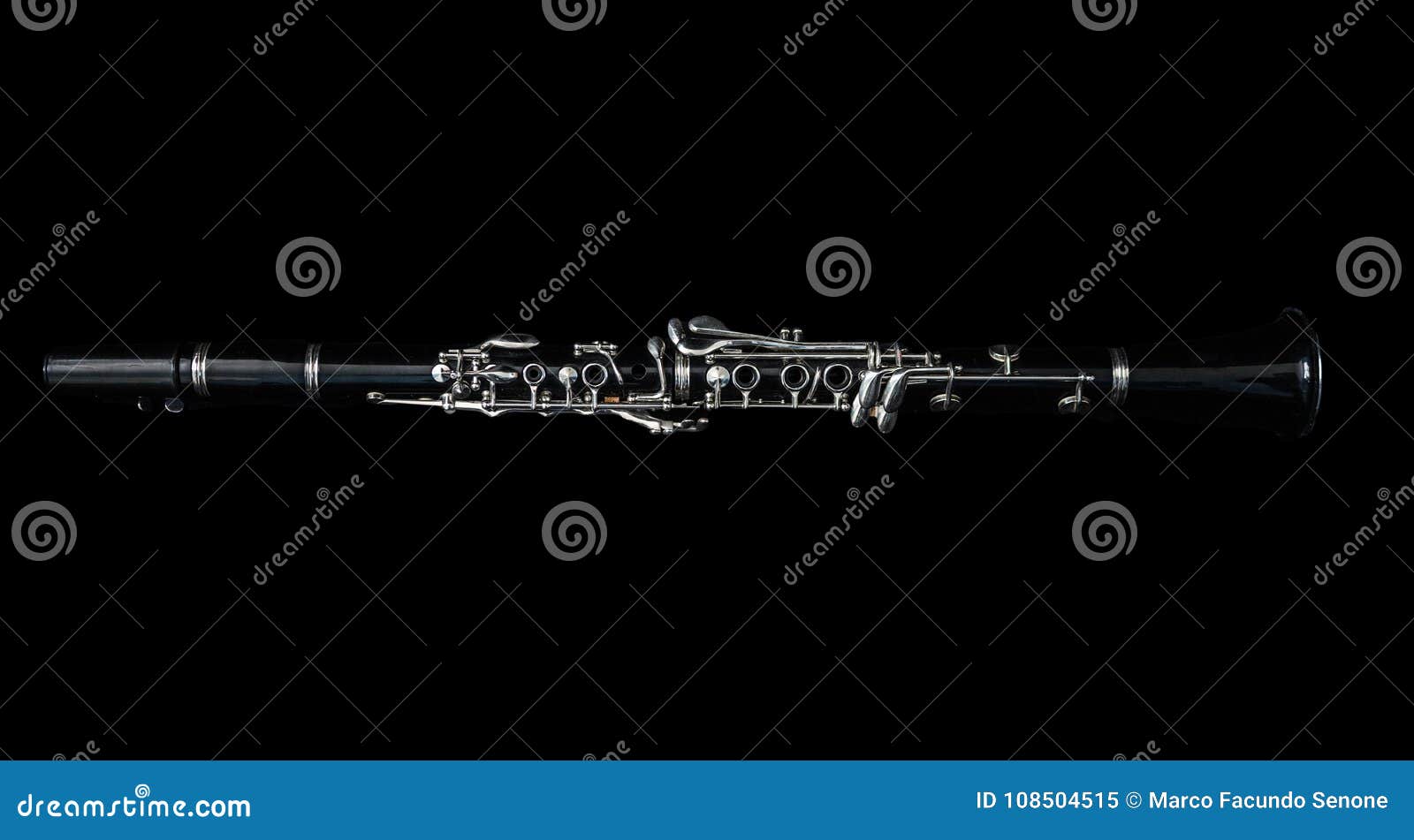 Full View of a Clarinet Lying Down Stock Image - Image of black ...