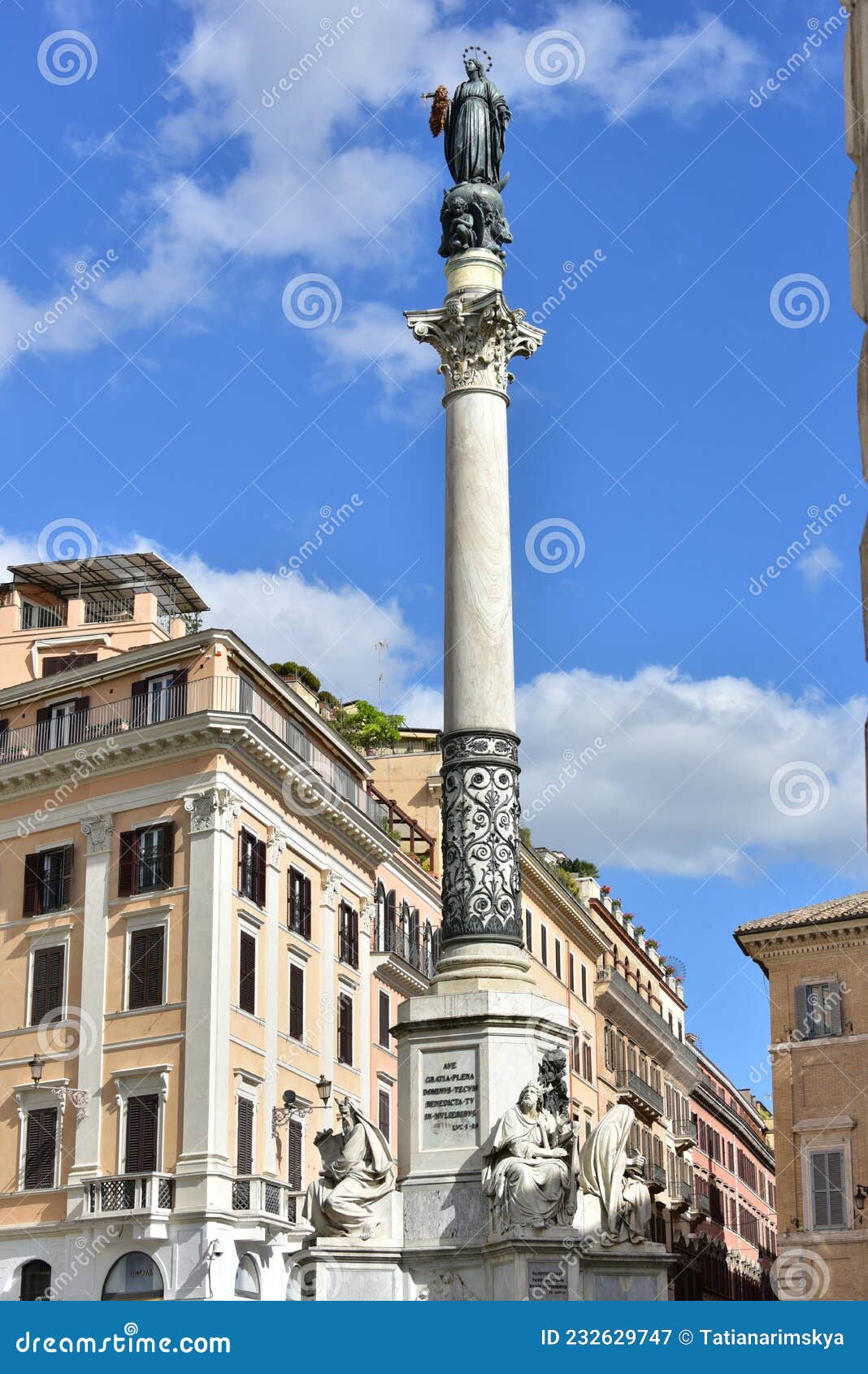 Full View of the Column of the Immaculate Conception in Rome, Italy ...