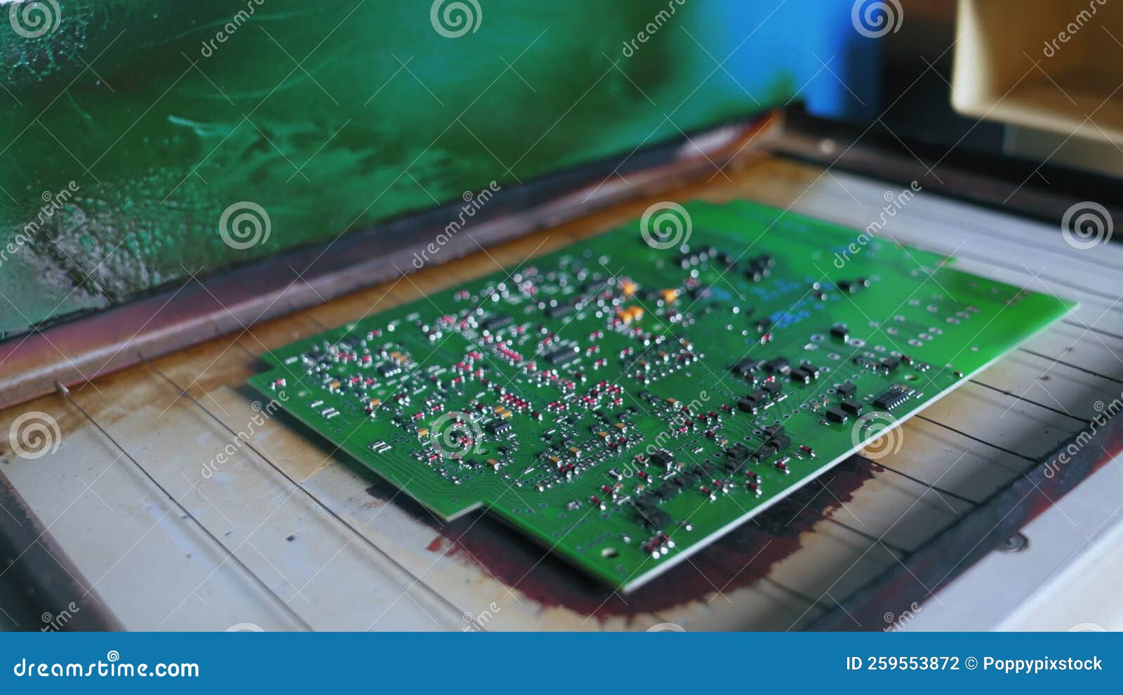 Full View of PCB - Printed Circuit Board. Stages of SMD Surface-mount ...