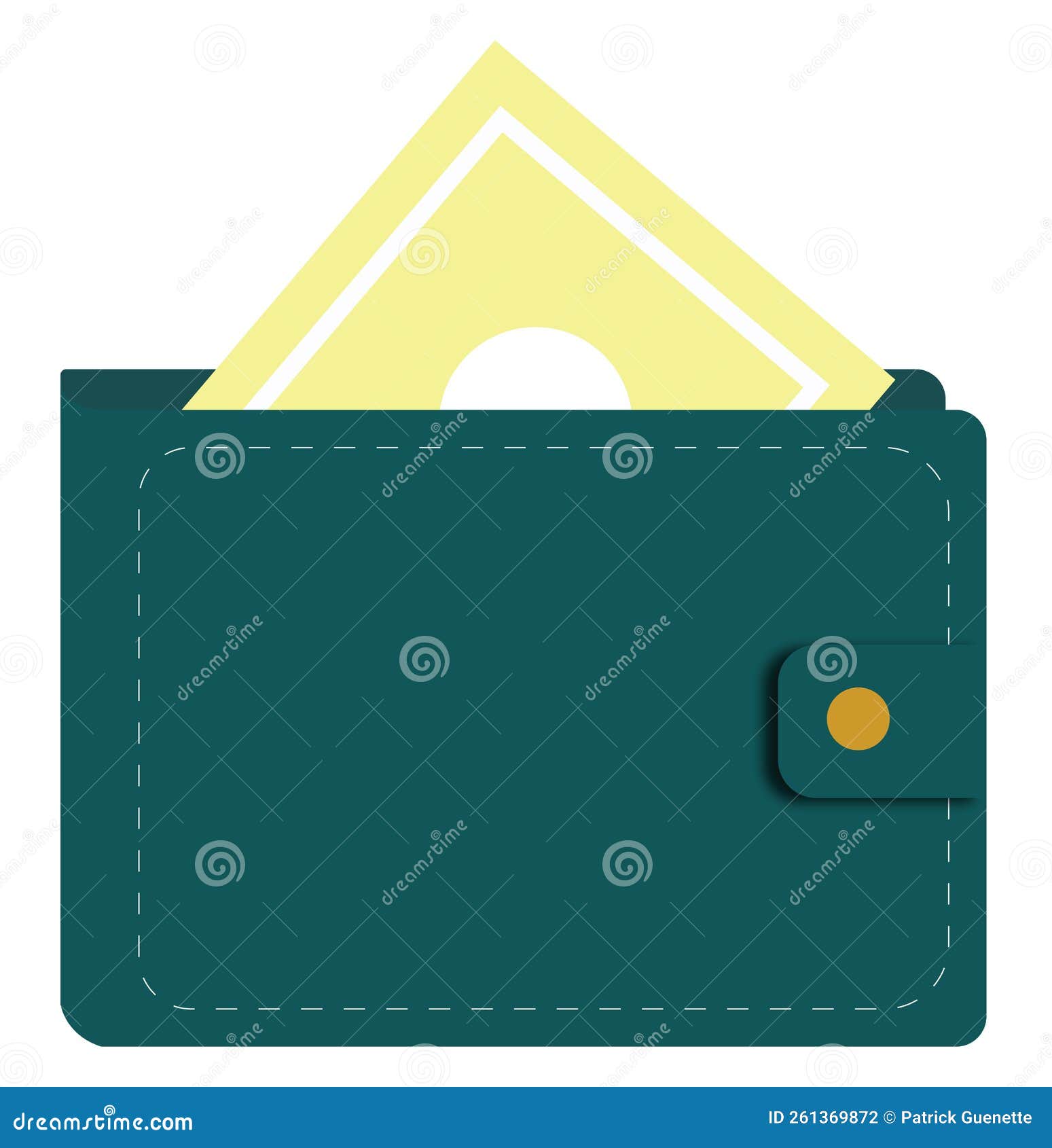 Full Wallet Vector. Brown Color. Dollar Banknotes. Top View. Financial ...