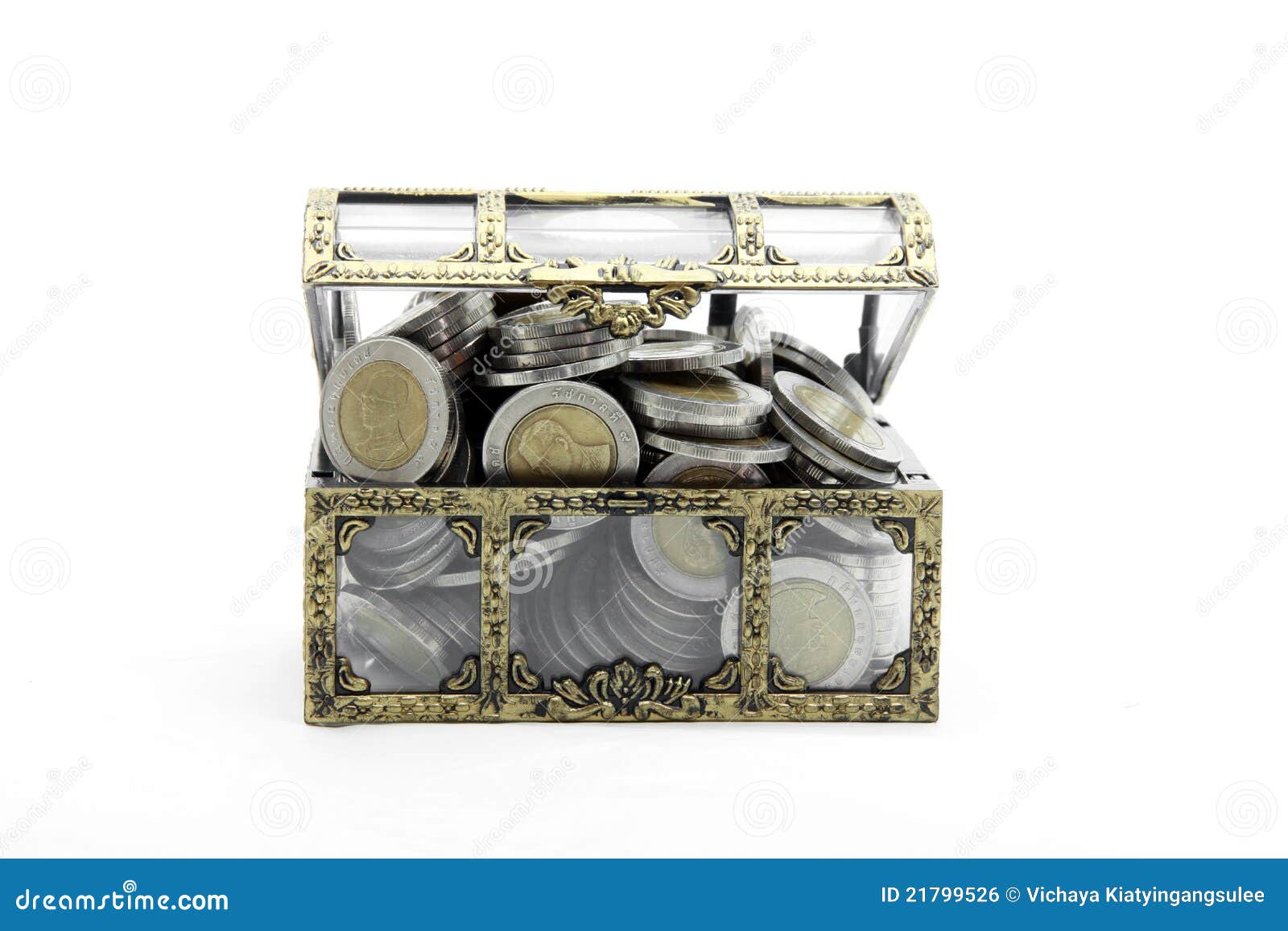 Full wealth coins chest stock photo. Image of money, abundance - 21799526
