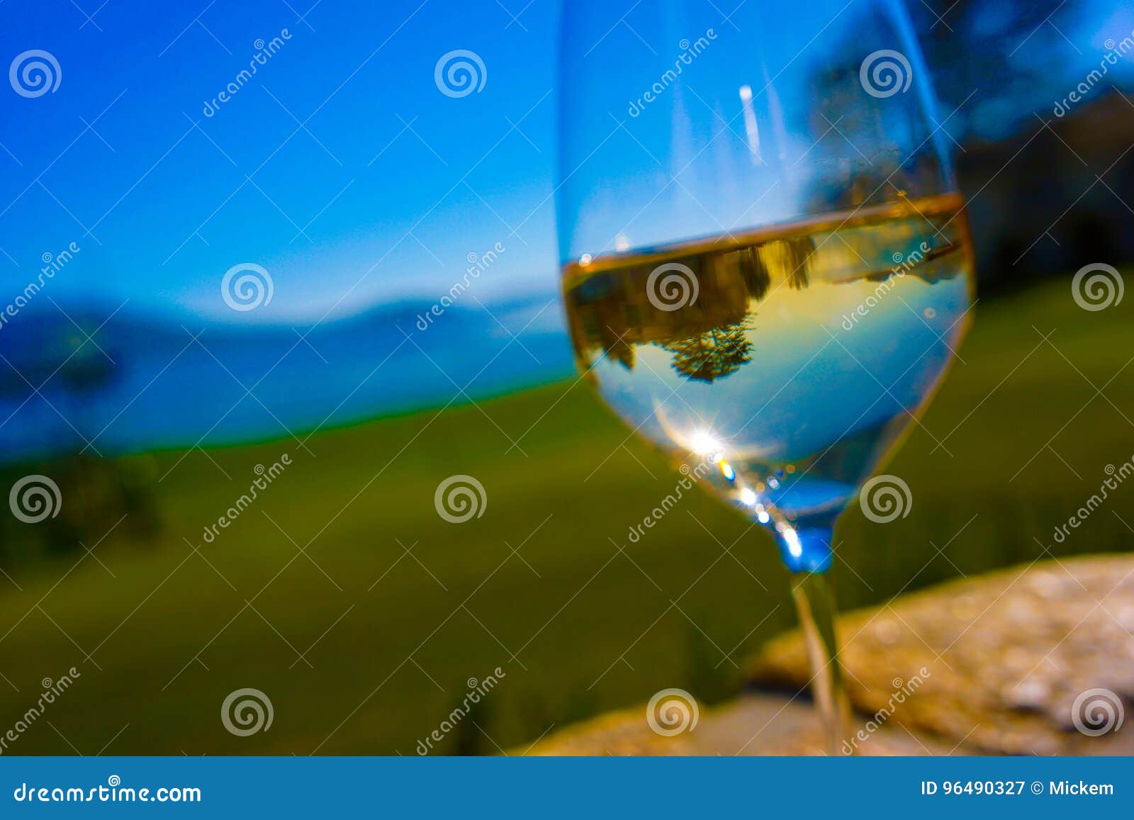 Full White Wine Glass Reflection Stock Image - Image of glasses, amber ...