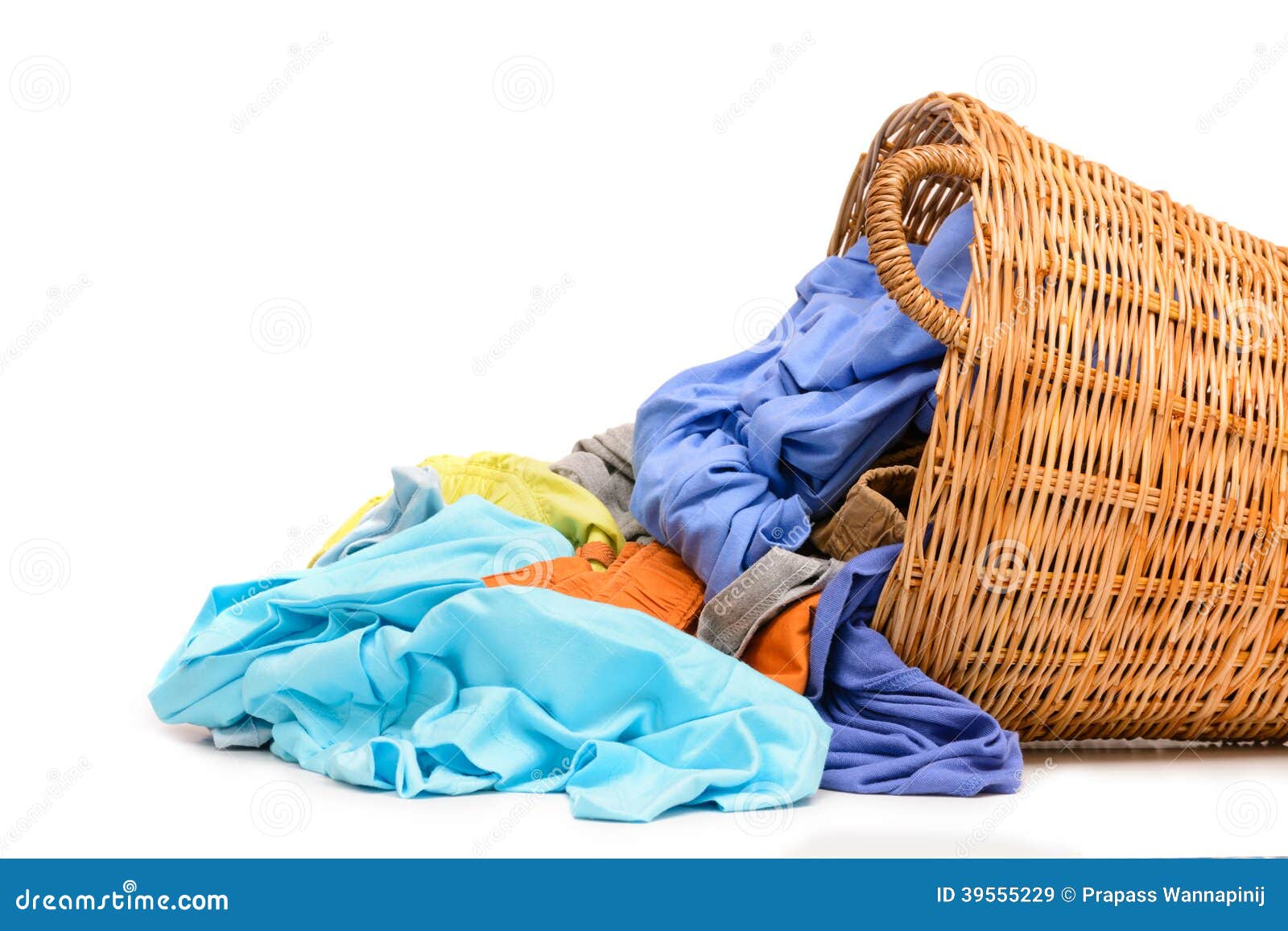 Full Wicker Laundry Basket Isolated Stock Image - Image of clean, pile ...