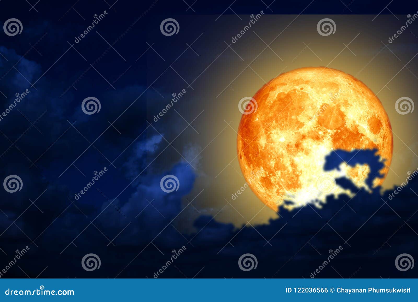 Full Worm Moon Back Silhouette Cloud In Night Sky Royalty-Free Stock ...
