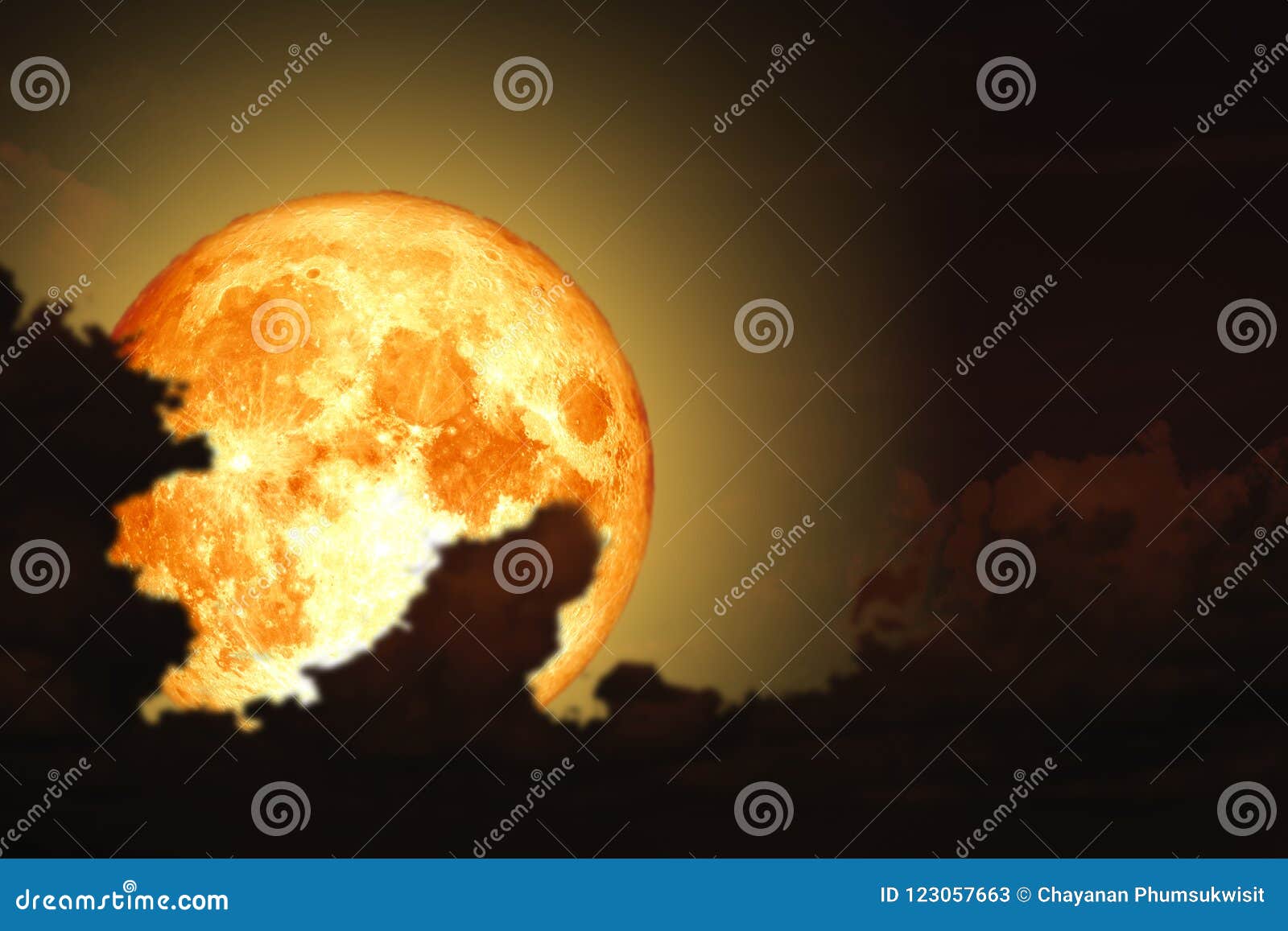 Full Worm Moon Back Silhouette Cloud In Night Sky Royalty-Free Stock ...