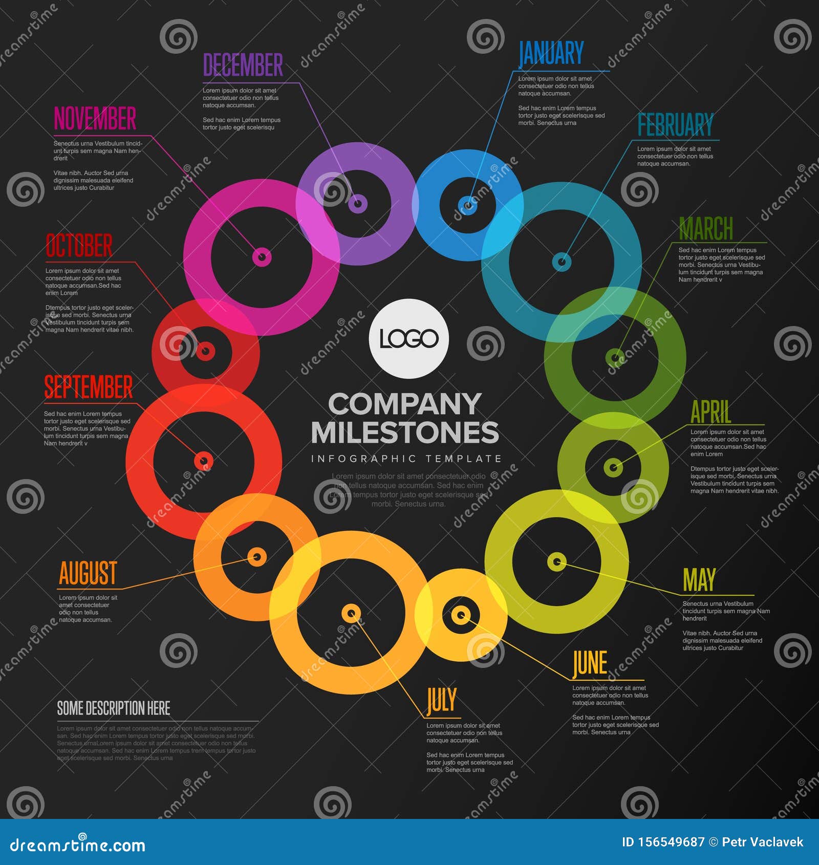 Full Year Circular Timeline Template Stock Vector - Illustration of ...
