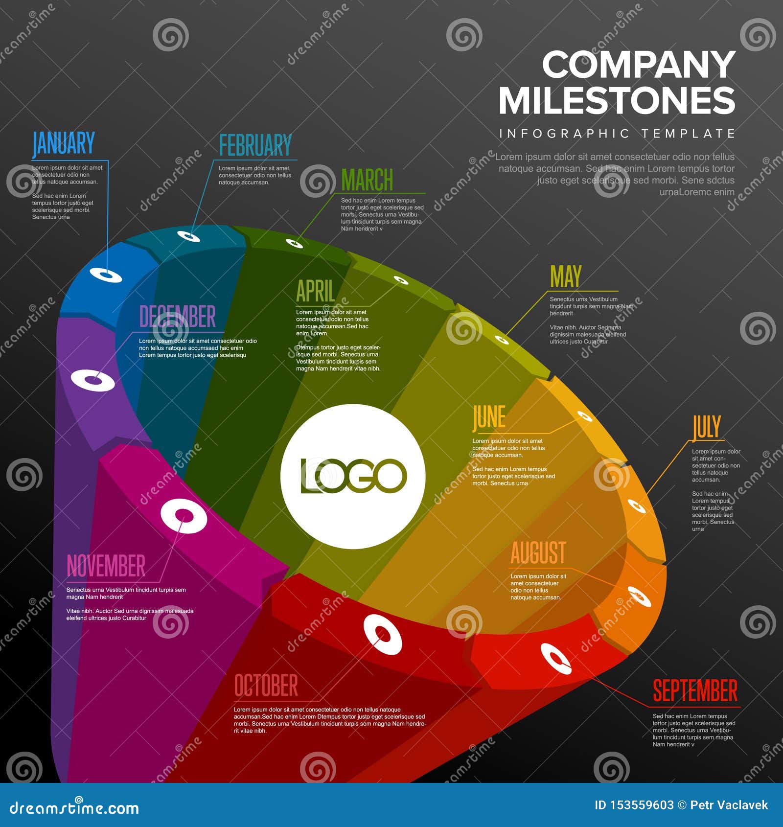 Circular Timeline Steps Infographics Template Cartoon Vector ...