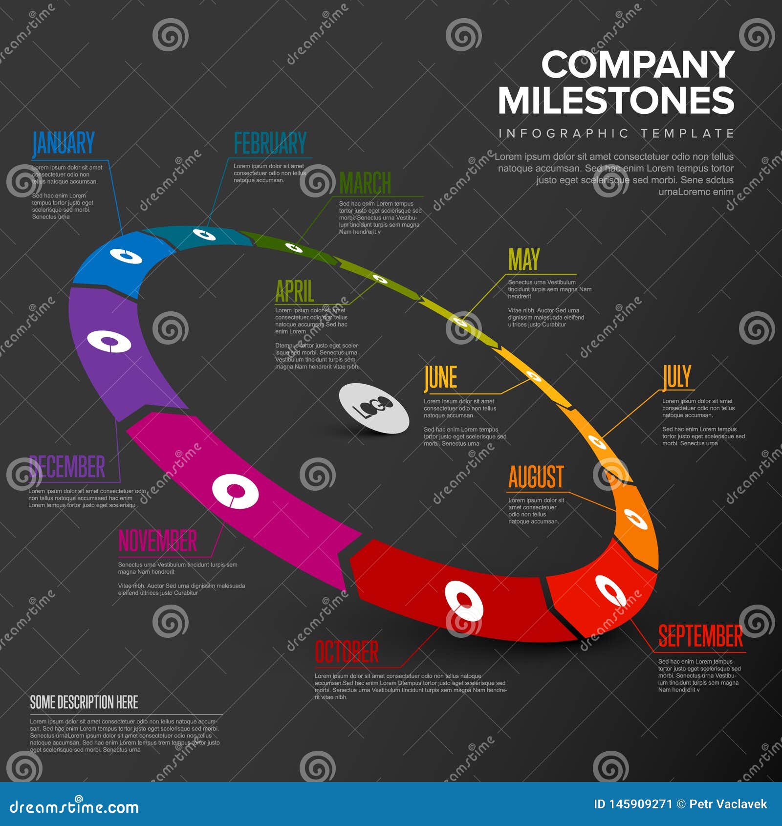 Circular Timeline 12 Months Infographic For Business Presentation ...