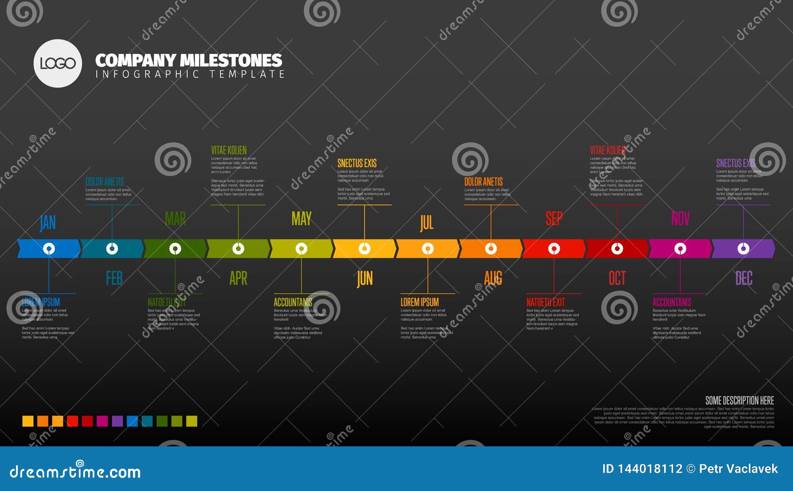 Full Year Timeline Template Stock Vector - Illustration of design ...