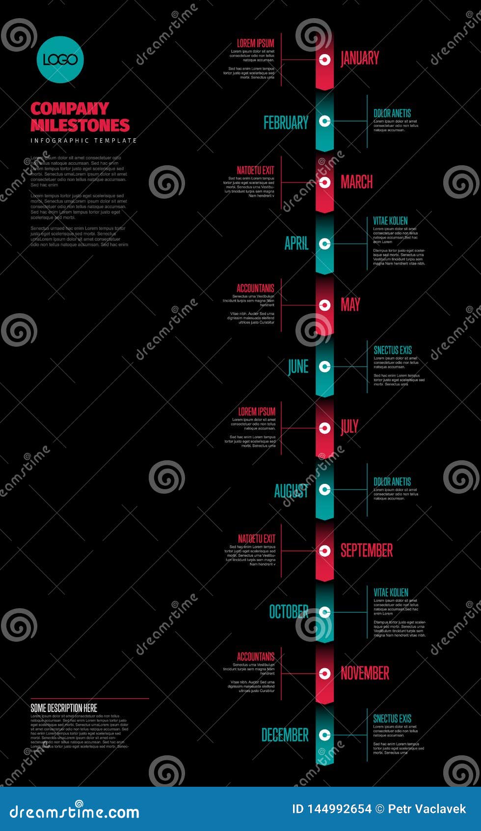 Full Year Timeline Template Stock Vector - Illustration of color ...