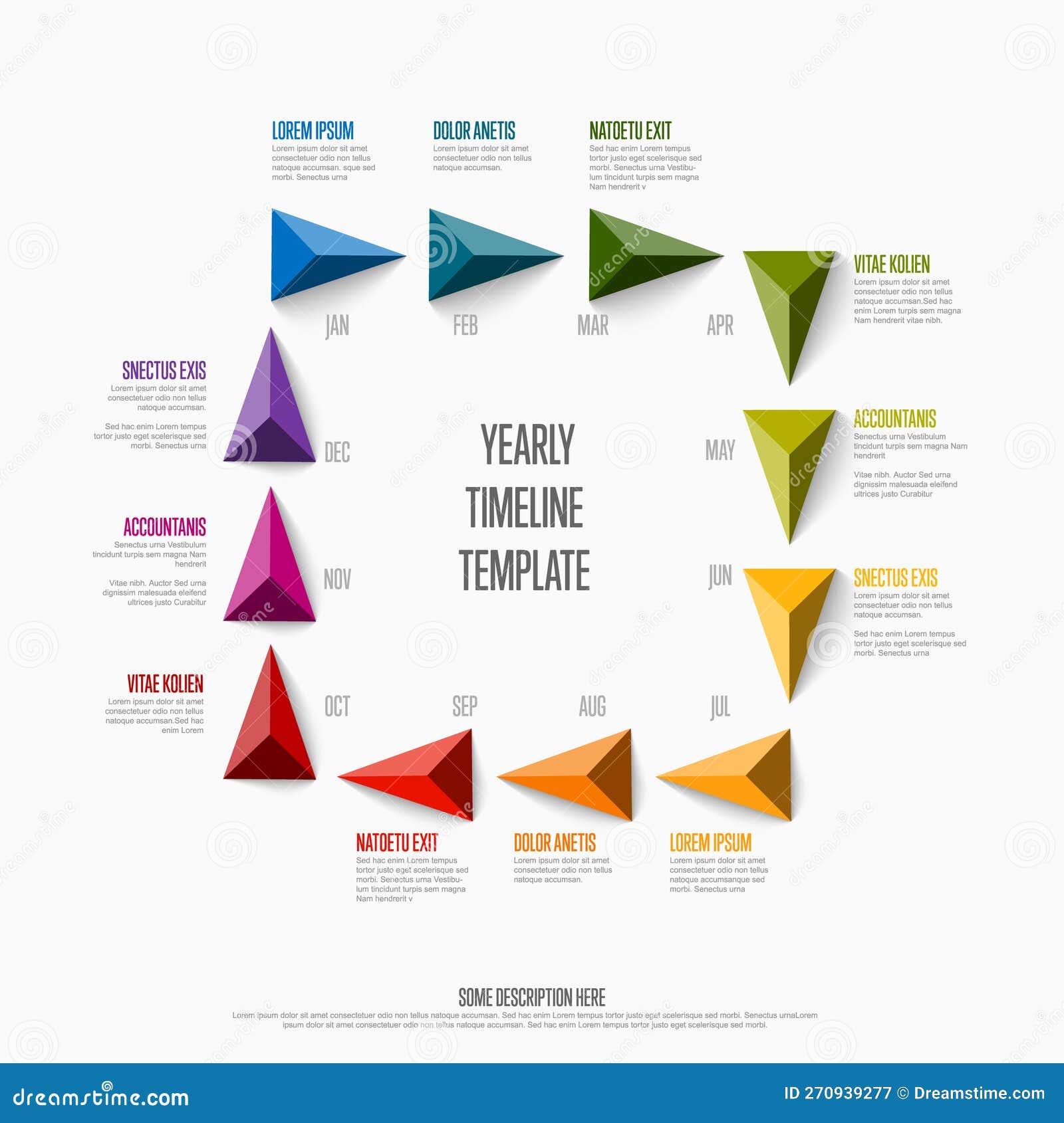 Full Year Timeline Template Made from Triangle Arrows Stock ...
