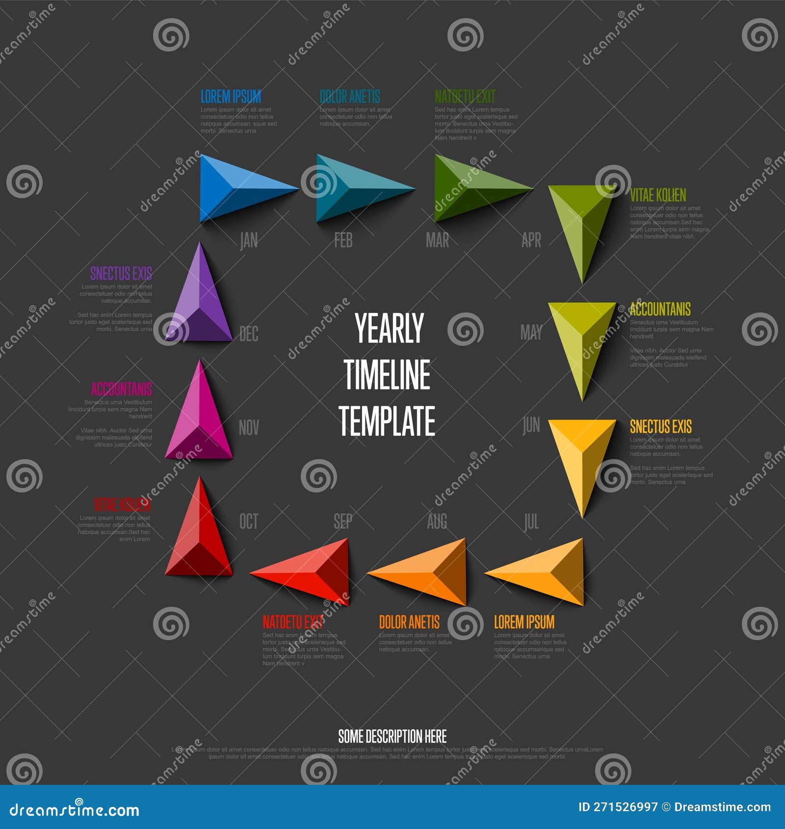 Full Year Timeline Template Made from Triangle Arrows Dark Version ...