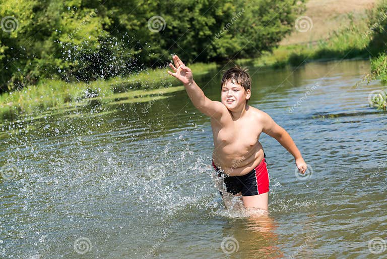 Full 10 Years Boy Swim in River Stock Photo - Image of caucasian, beach ...
